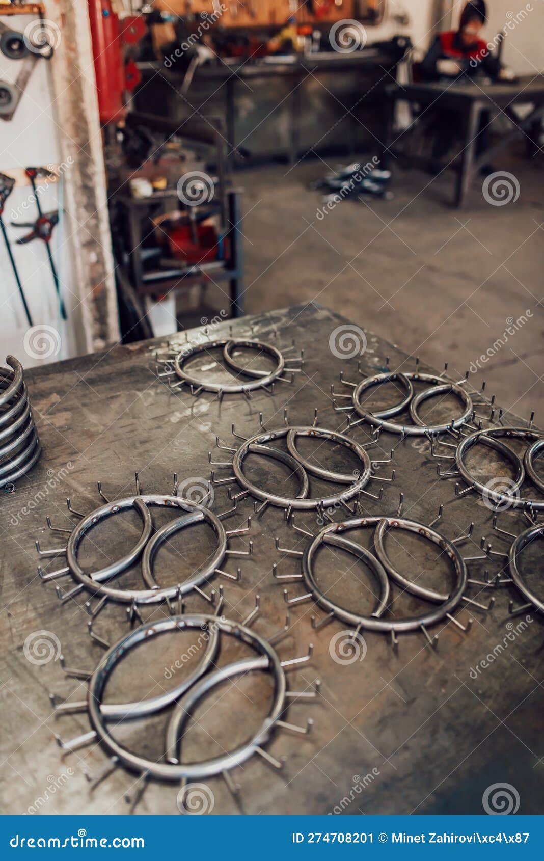 Pieces of Steel Lined Up on the Table Ready for the Welding Process ...