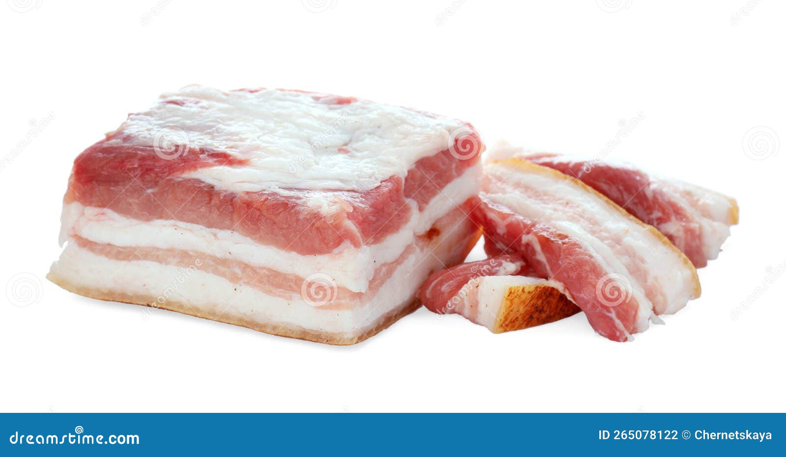 Pieces of Tasty Pork Fatback on White Background Stock Photo - Image of ...