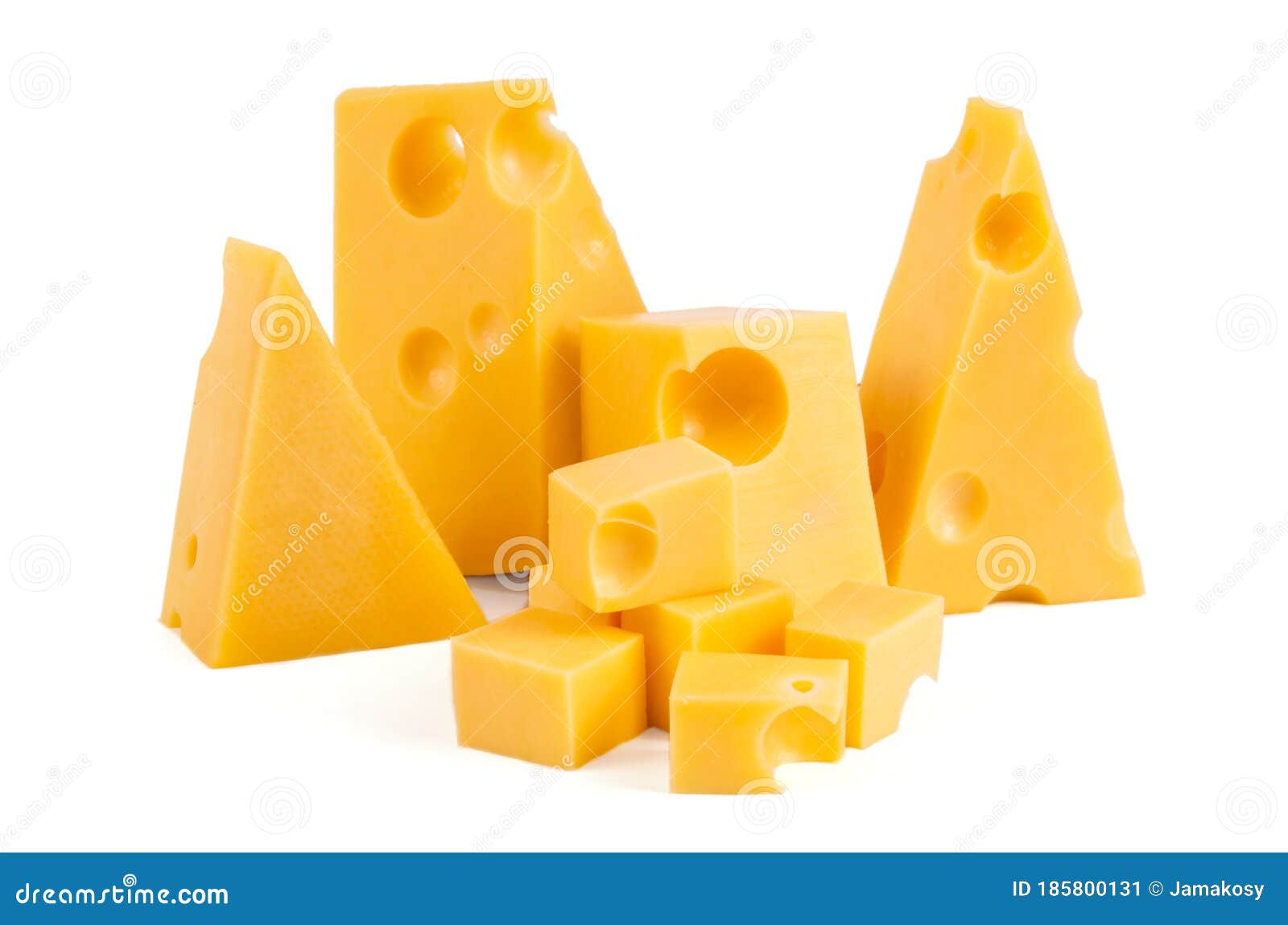 Pieces of Tasty Yellow Cheese Isolated on White Background Stock Image ...