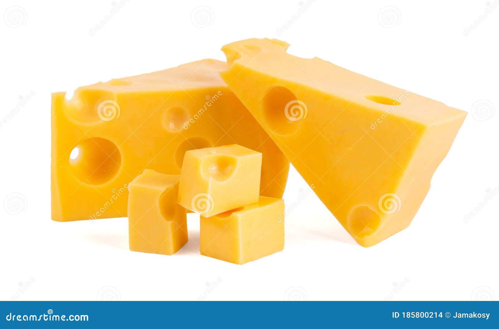 Pieces of Tasty Yellow Cheese Isolated on White Background Stock Photo ...