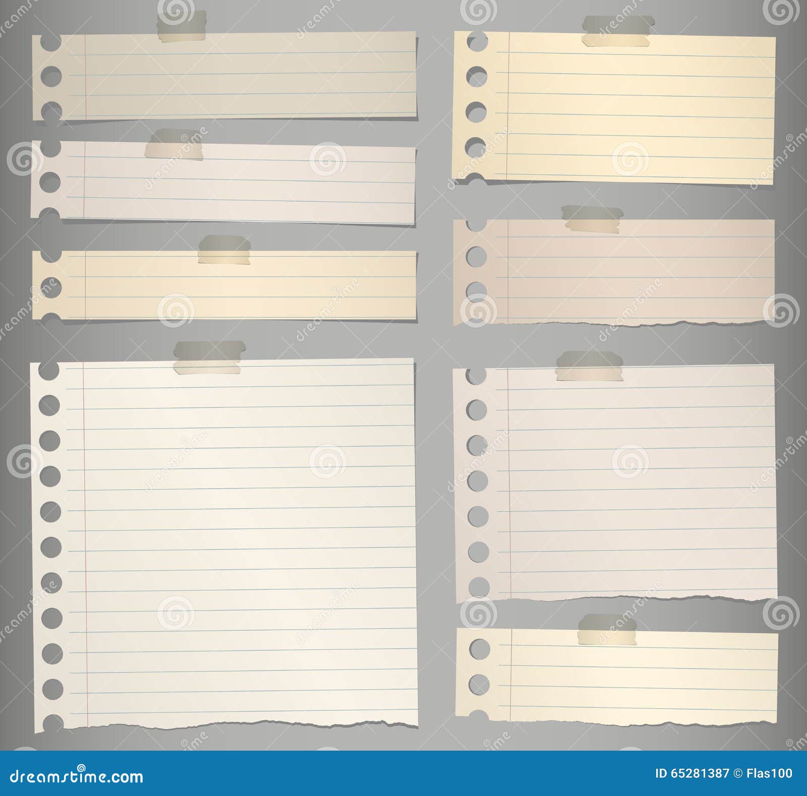 Pieces of Torn Brown Lined Note Paper with Stock Vector - Illustration ...