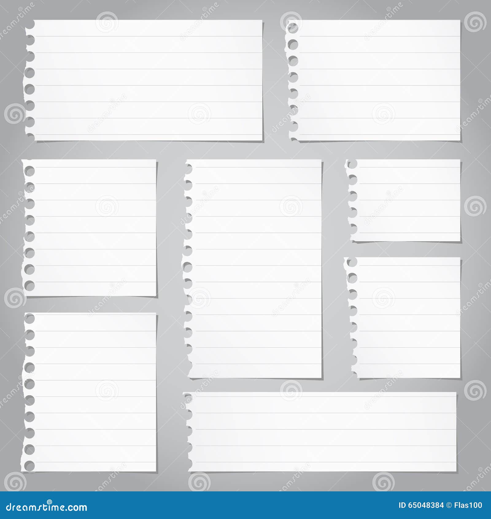 Pieces of Torn Gray Lined Note Paper Stock Vector - Illustration of ...