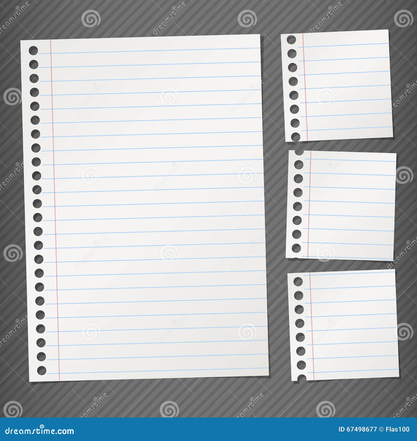 Pieces of Torn Gray Lined Note Paper Stock Vector - Illustration of ...