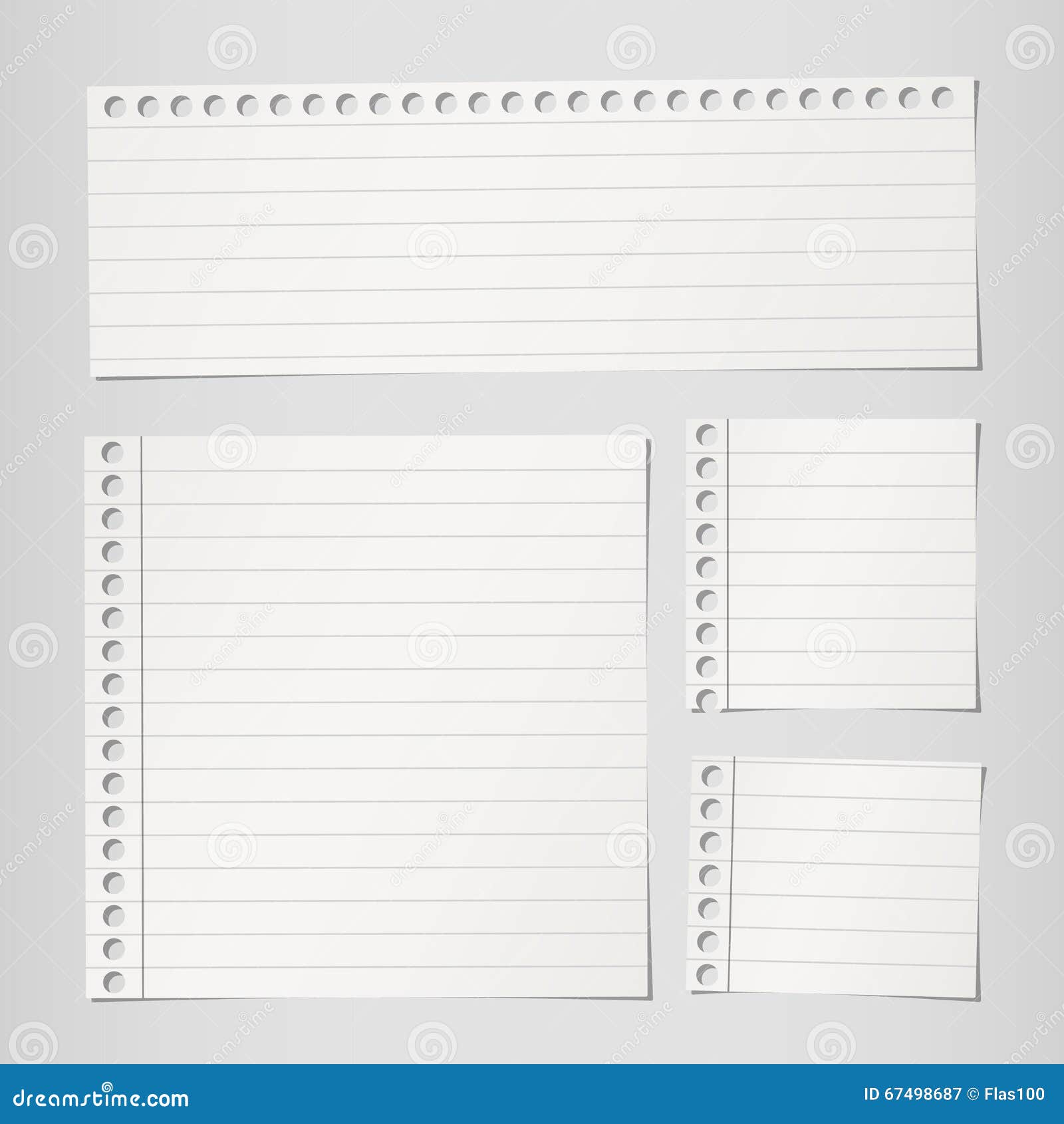Pieces of Torn Gray Lined Note Paper Stock Vector - Illustration of ...