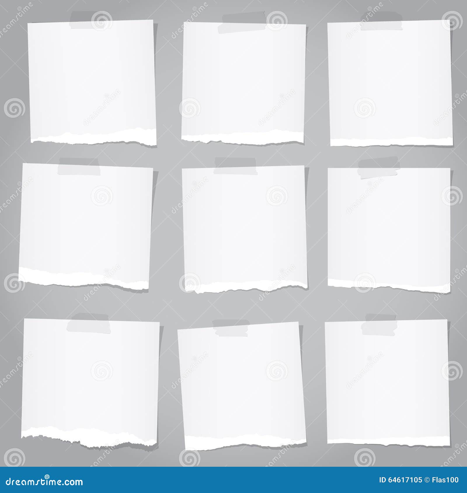 Pieces of Torn Gray Note Paper with Adhesive Tape Stock Vector ...