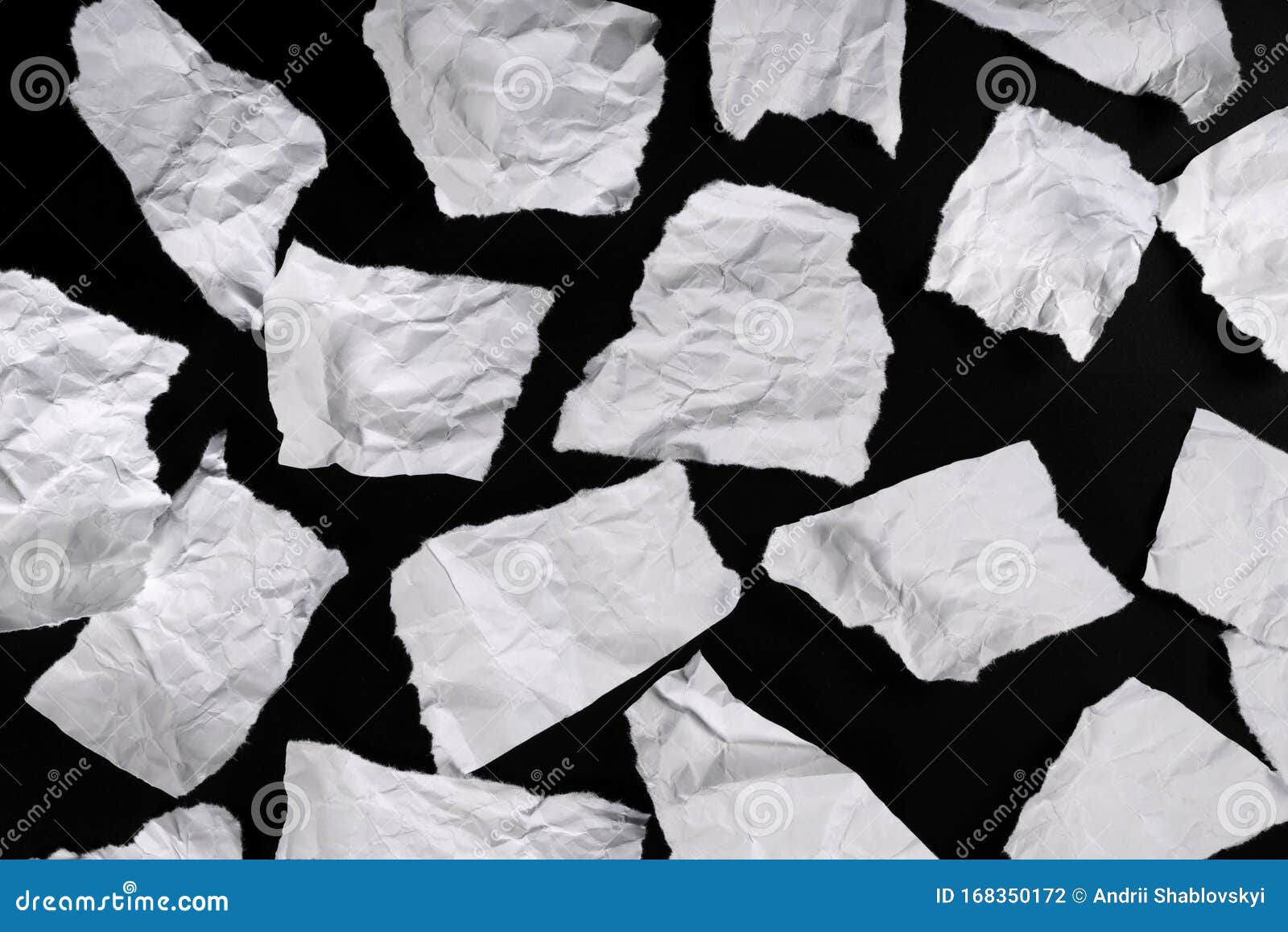 Pieces of Torn Paper, for Message on Black Background Stock Photo ...