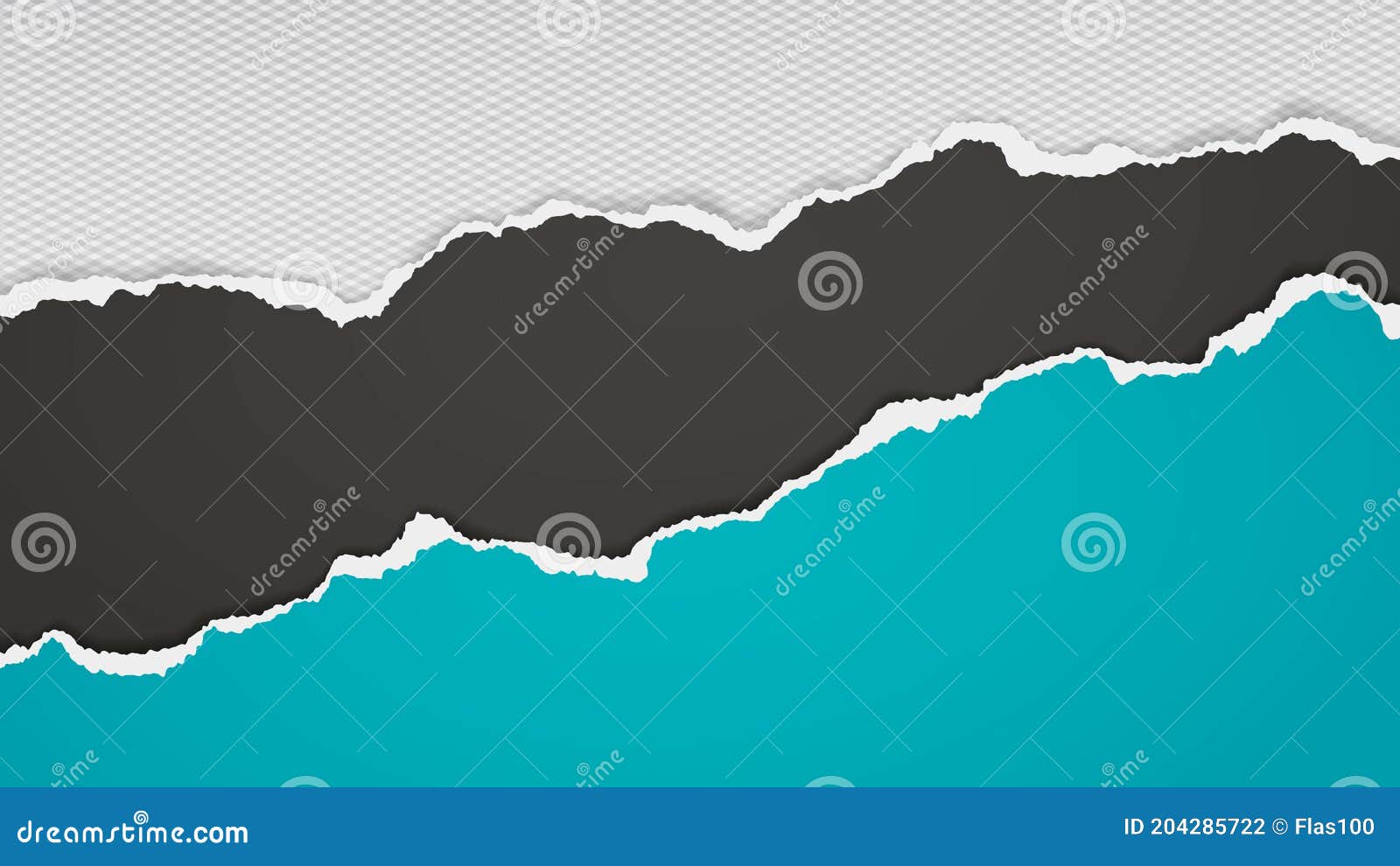 Pieces of Torn, Ripped Black, Turquoise Paper Strips with Soft Shadow ...
