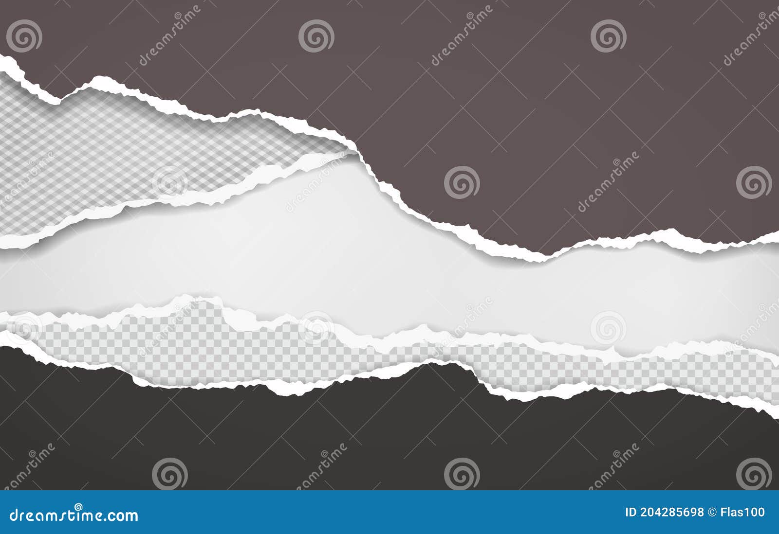 Pieces of Torn, Ripped Brown, Grey Paper Strips with Soft Shadow are on ...