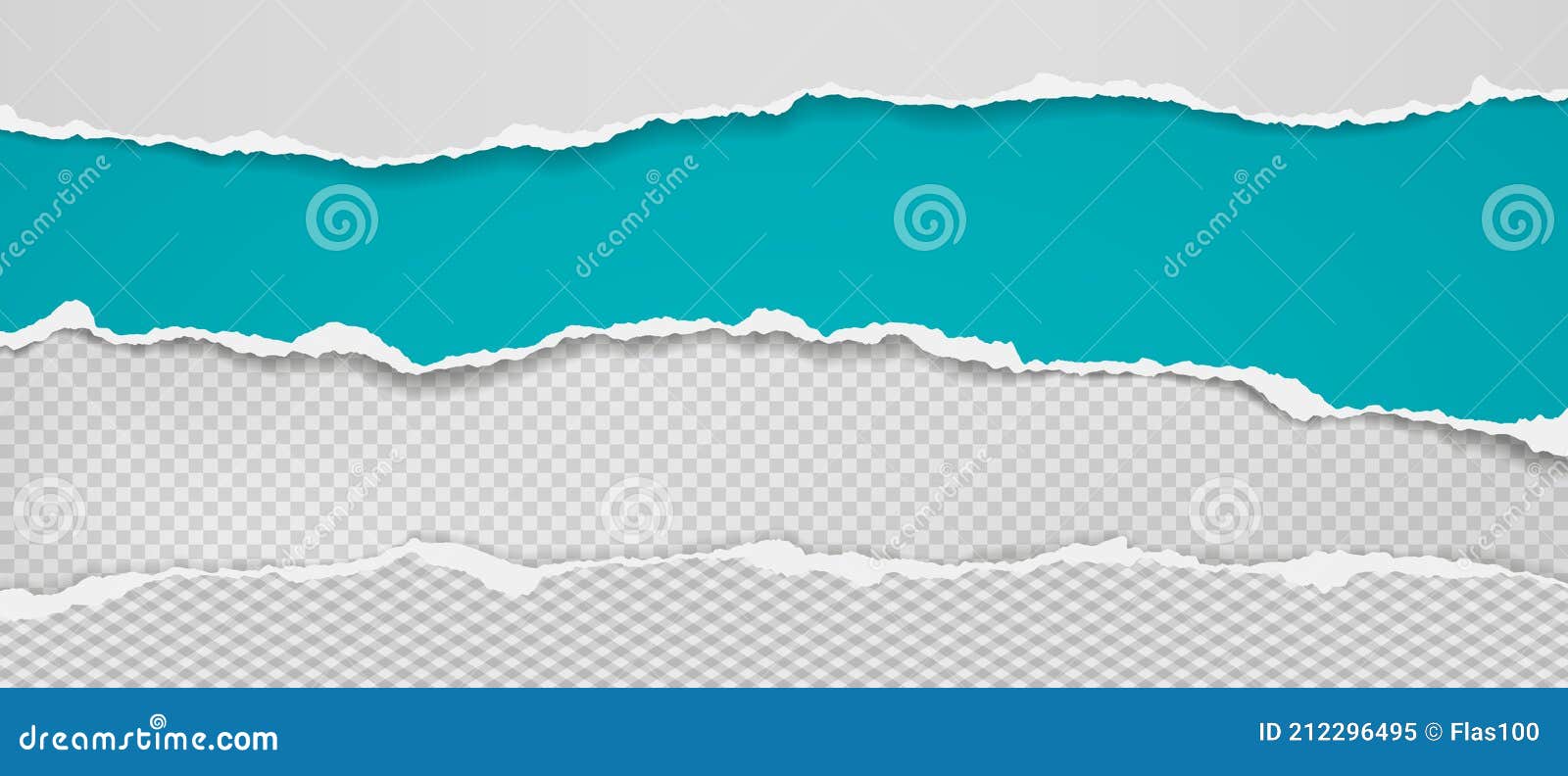 Pieces of Torn, Ripped White and Turquoise Paper with Soft Shadow are ...