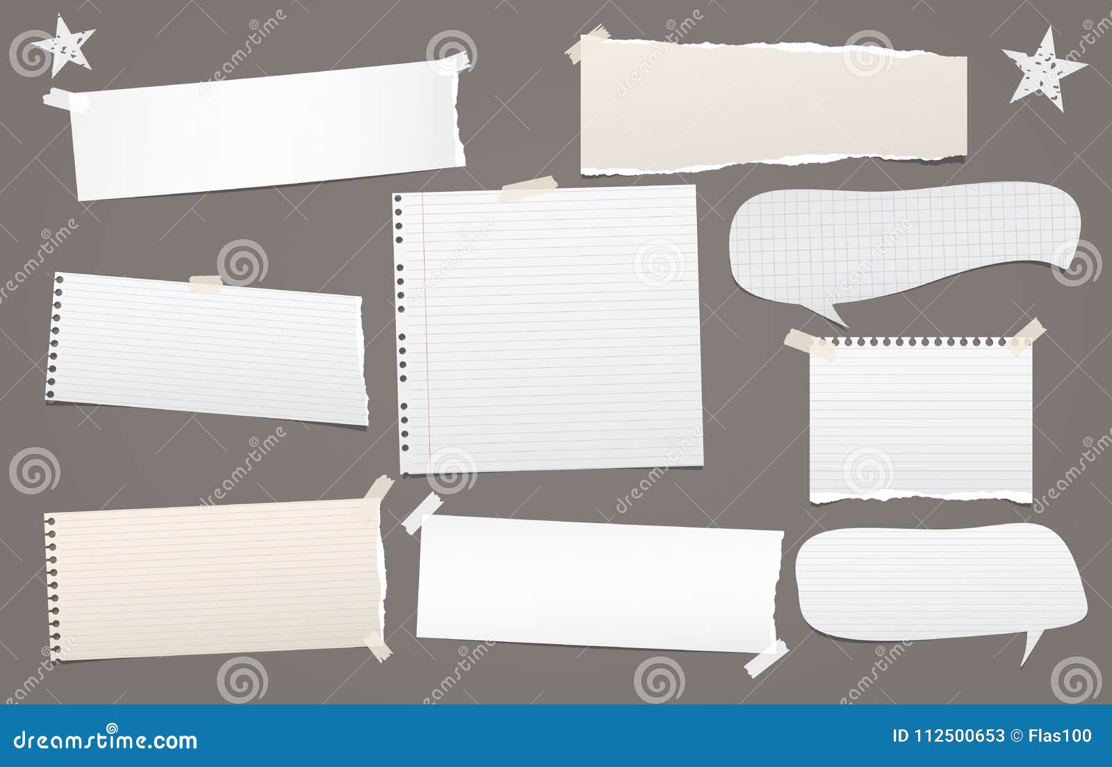 Pieces of Torn White, Brown Lined Note, Notebook Paper with Speech ...
