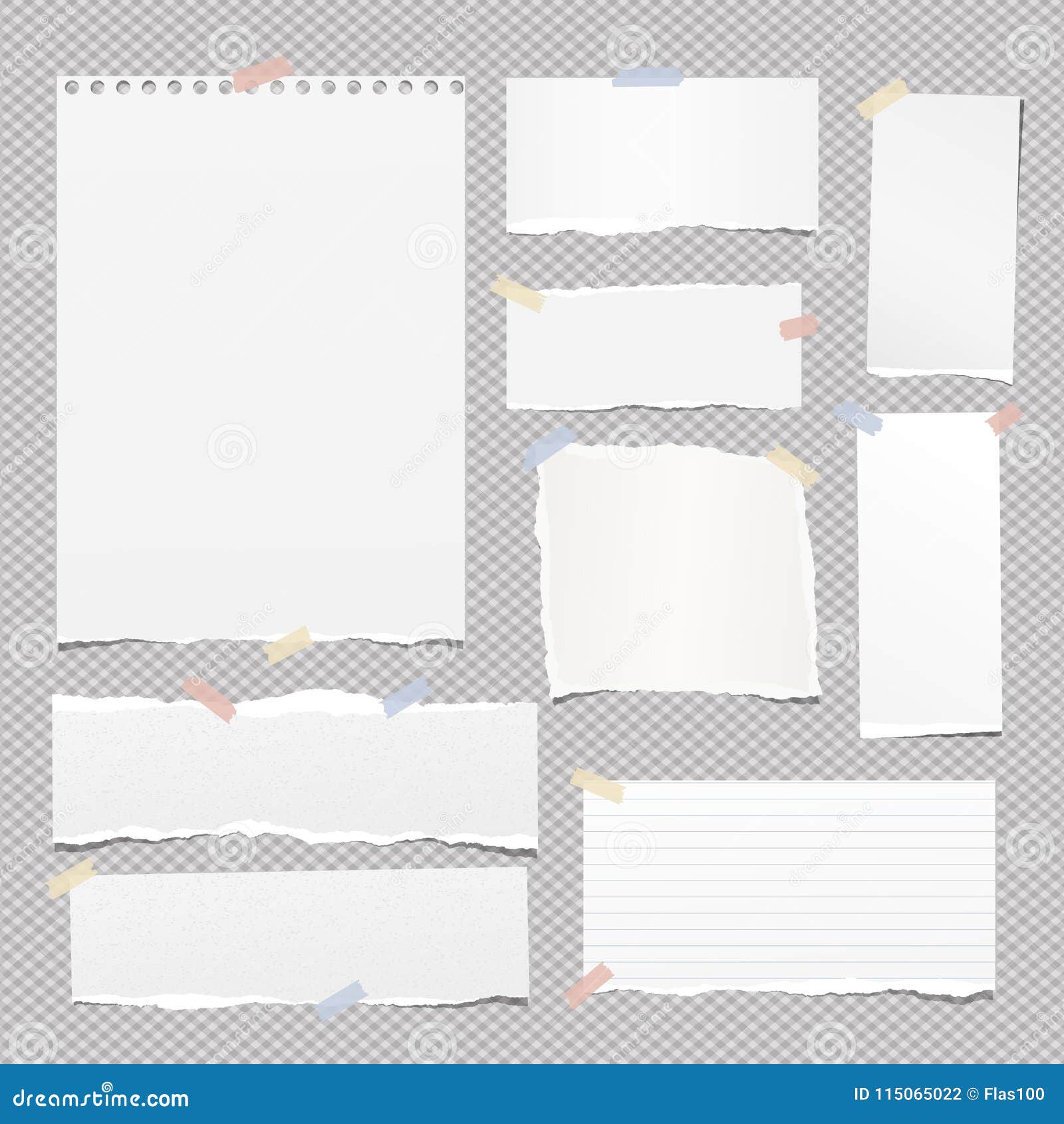 Pieces of Torn White Lined and Blank Note, Notebook Paper Strips for ...