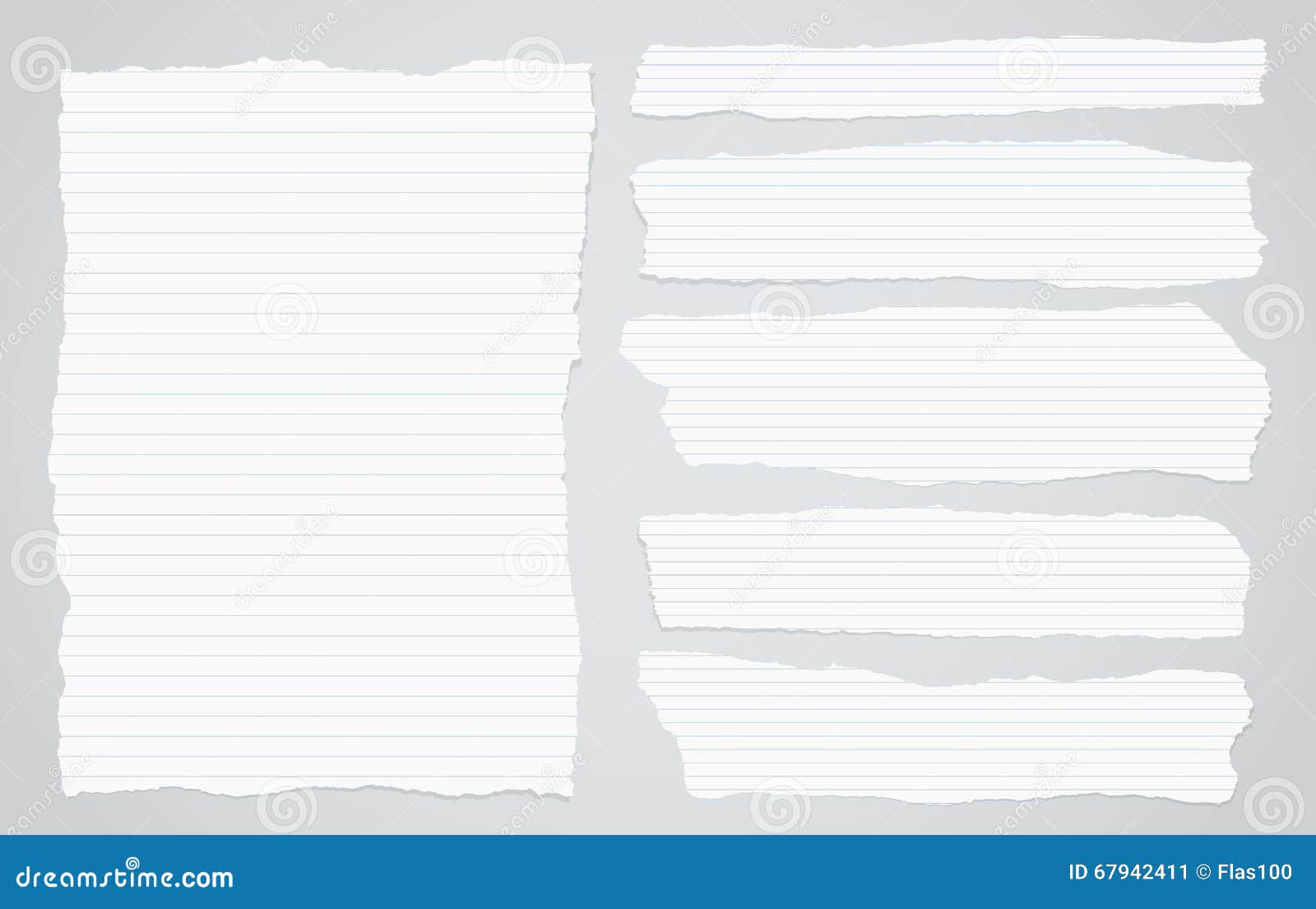 Pieces of Torn White Lined Notebook Paper on Gray Background Stock ...