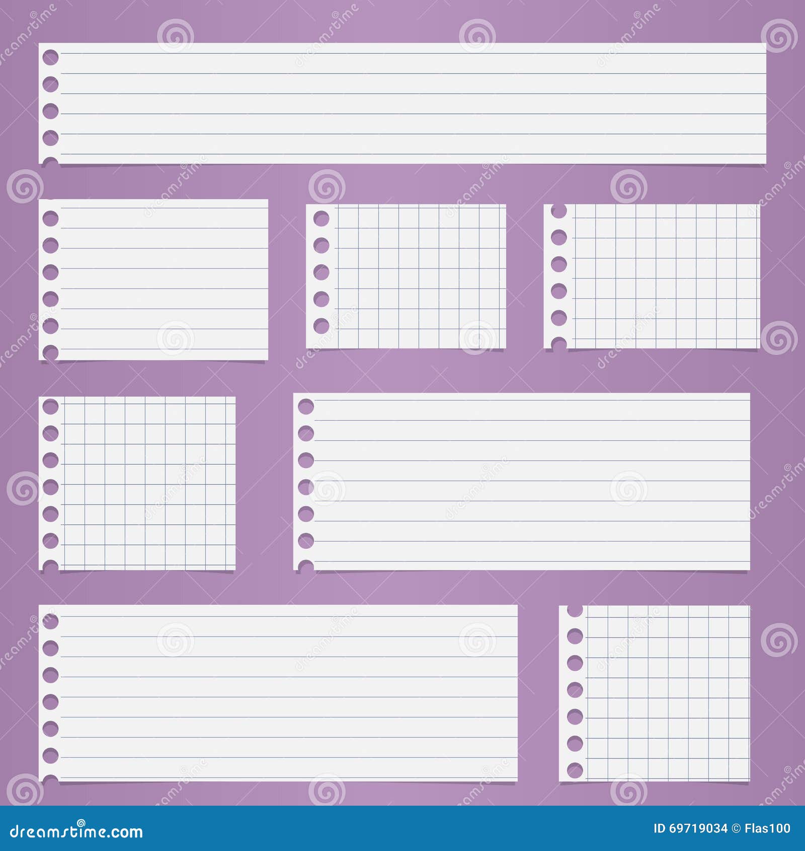 Pieces of Torn White Lined, Squared Blank Notebook Paper Sticked on ...