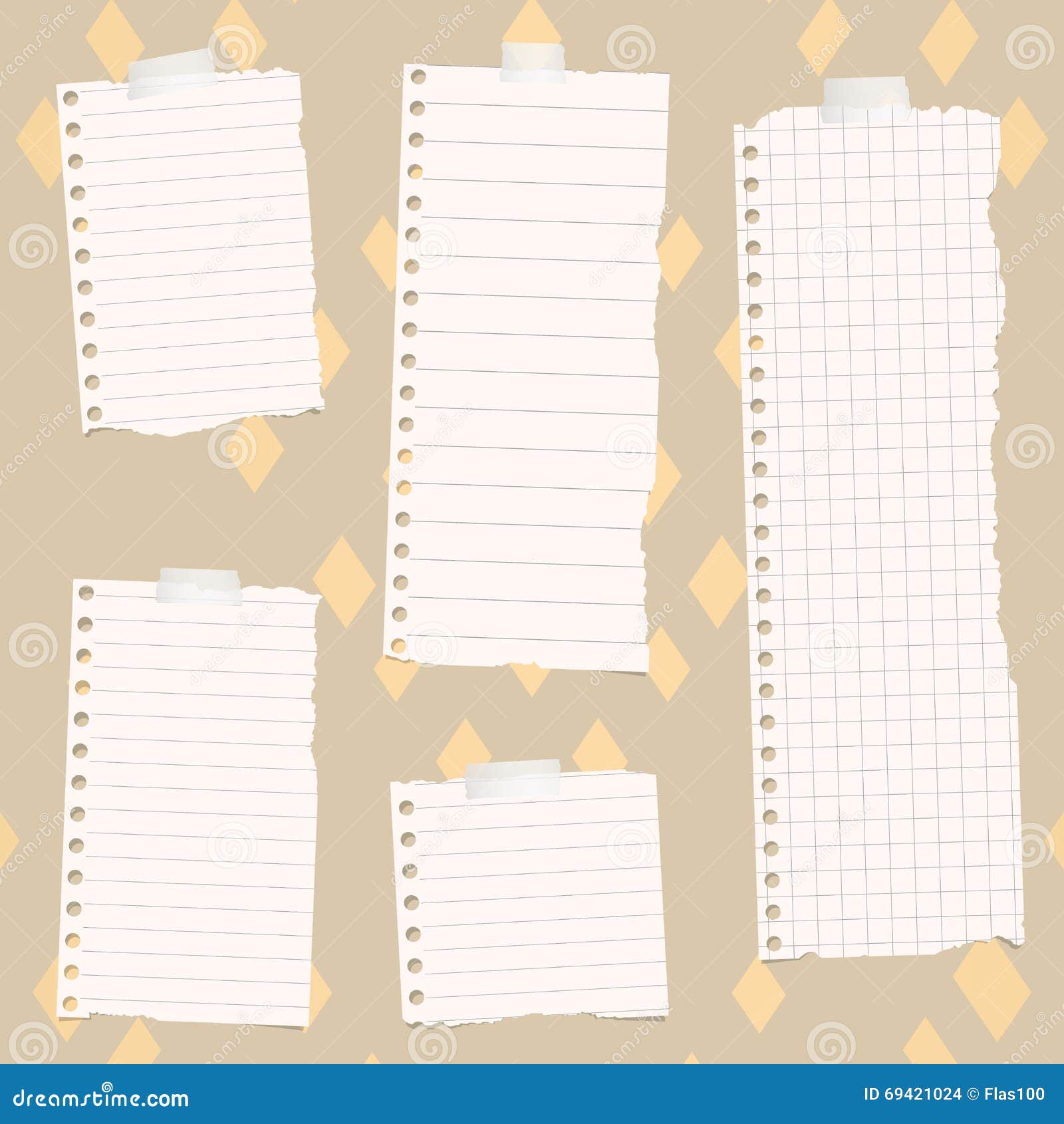 Pieces of Torn White Lined and Squared Notebook Paper on Colorful ...
