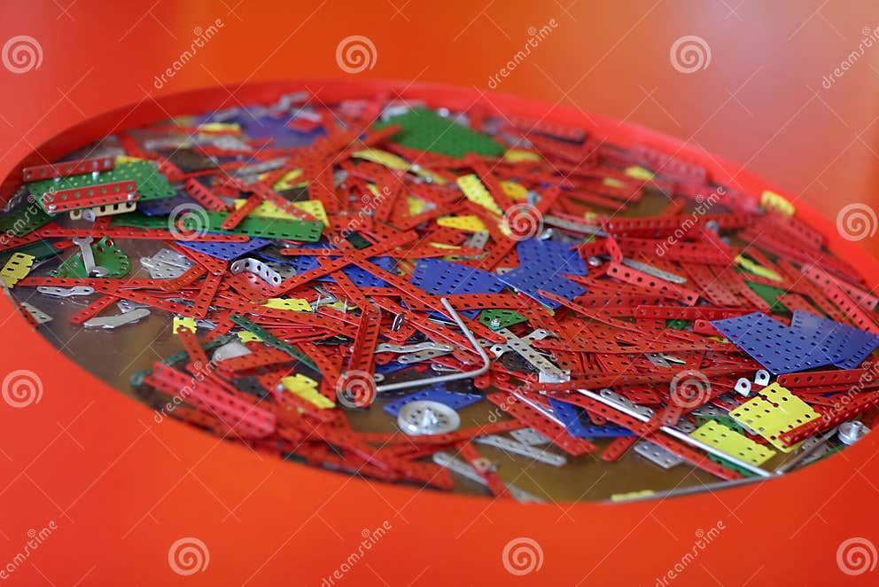 Pieces of Vintage Construction Set Stock Photo - Image of geometric ...