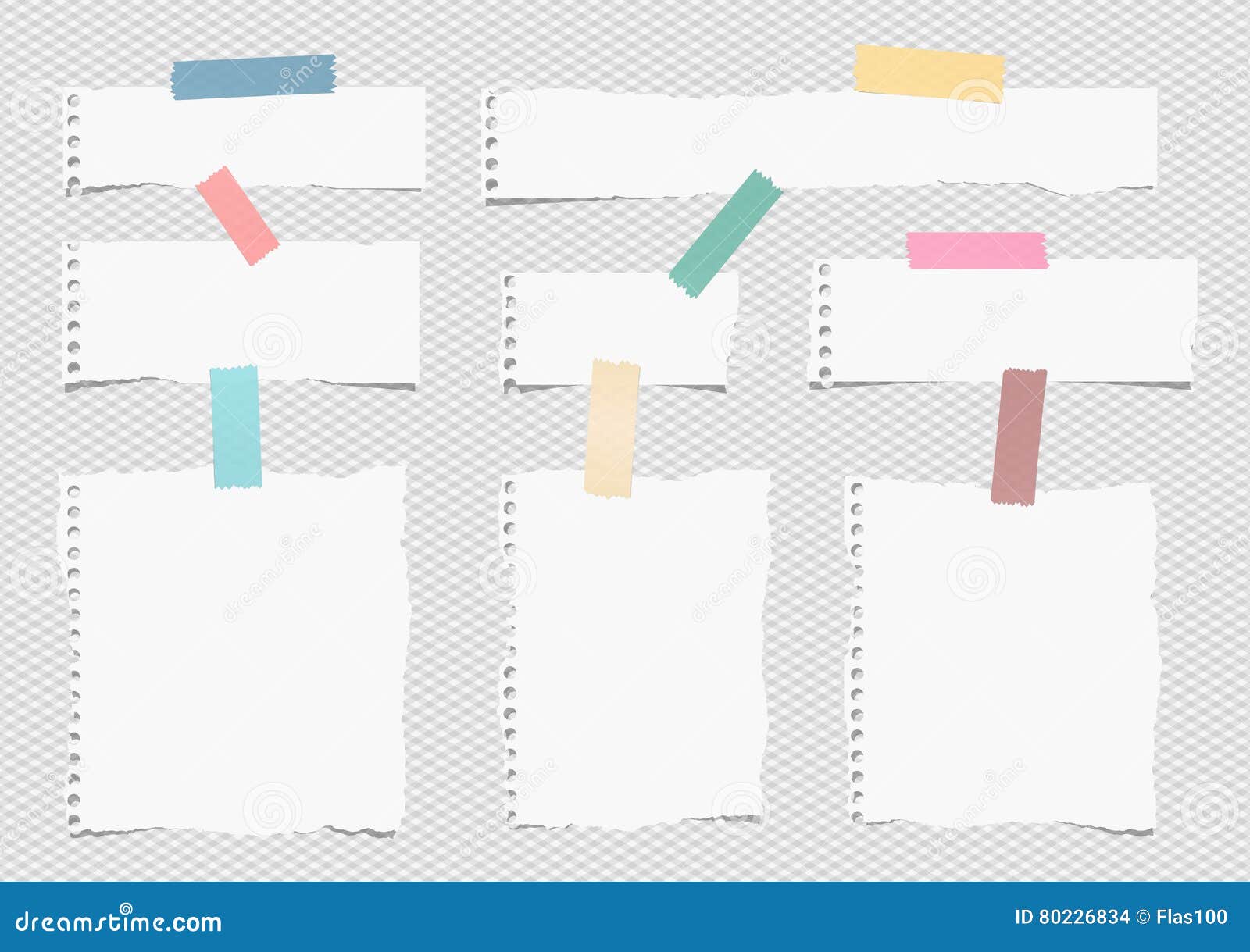 Pieces of White Torn Note, Notebook Paper Sheets with Colorful Adhesive ...