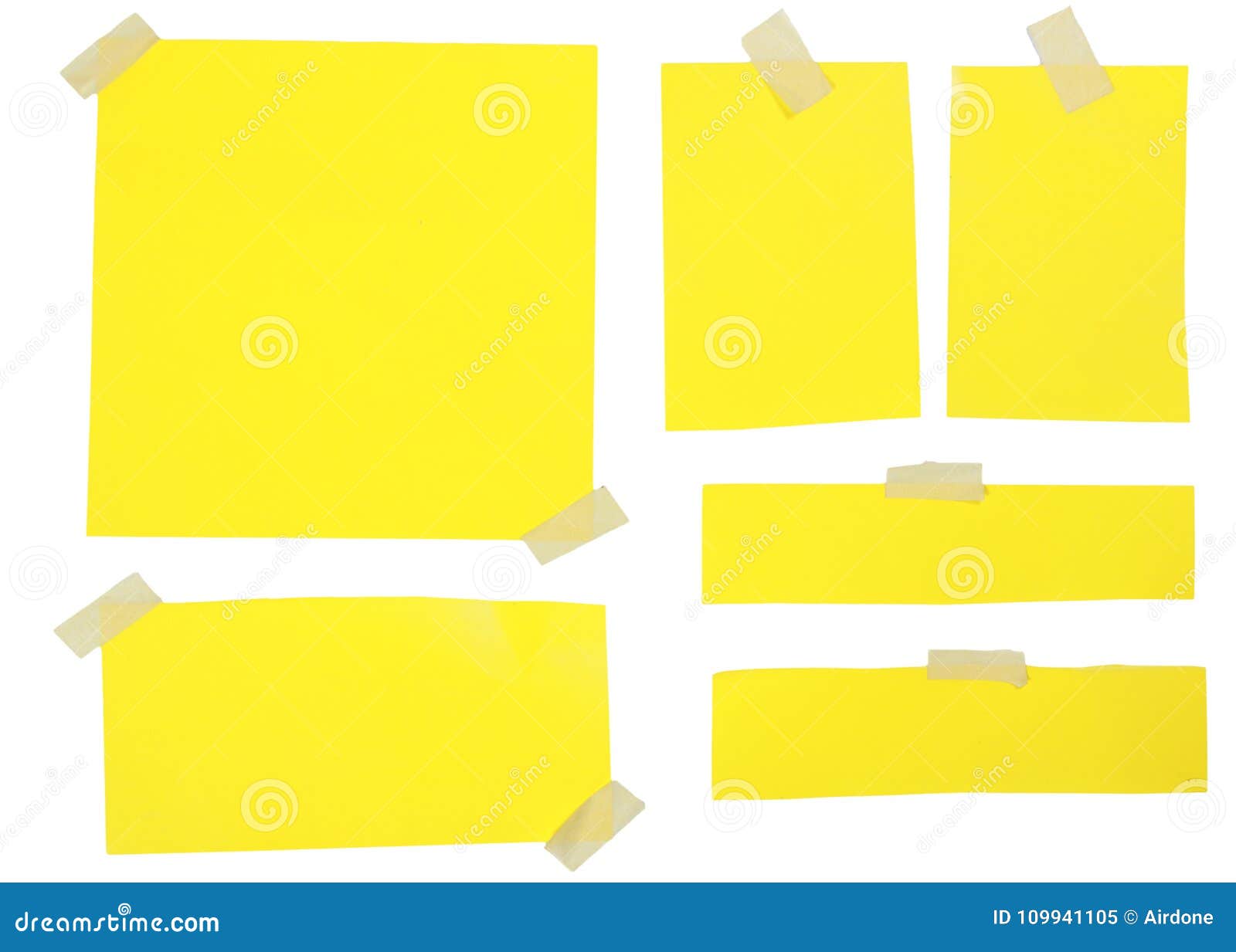Pieces of Yellow Papers Isolated on White Stock Image - Image of paper ...