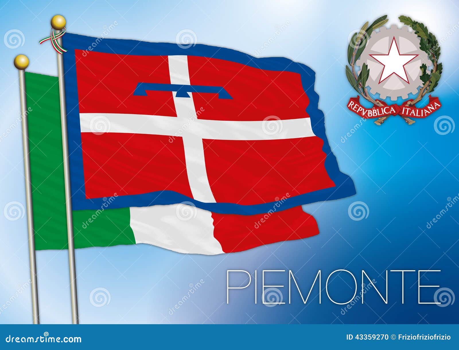 Piedmont Piemonte Regional Flag, Italy Stock Illustration ...