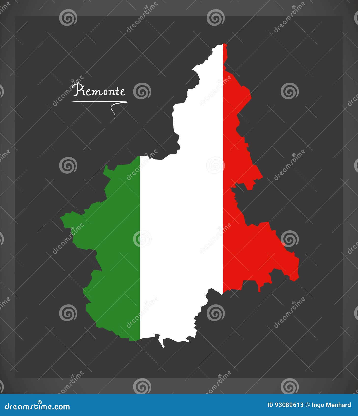 Piemonte Map with Italian National Flag Illustration Stock Vector ...