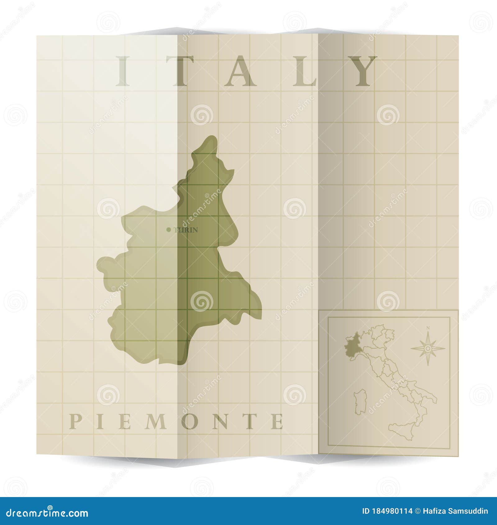 Piemonte Map With Italian National Flag Illustration Cartoon Vector ...