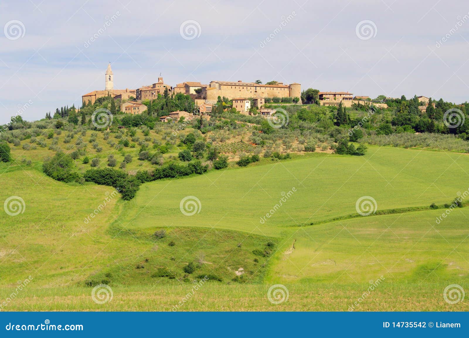 Pienza stock photo. Image of grass, tuscany, skyline - 14735542