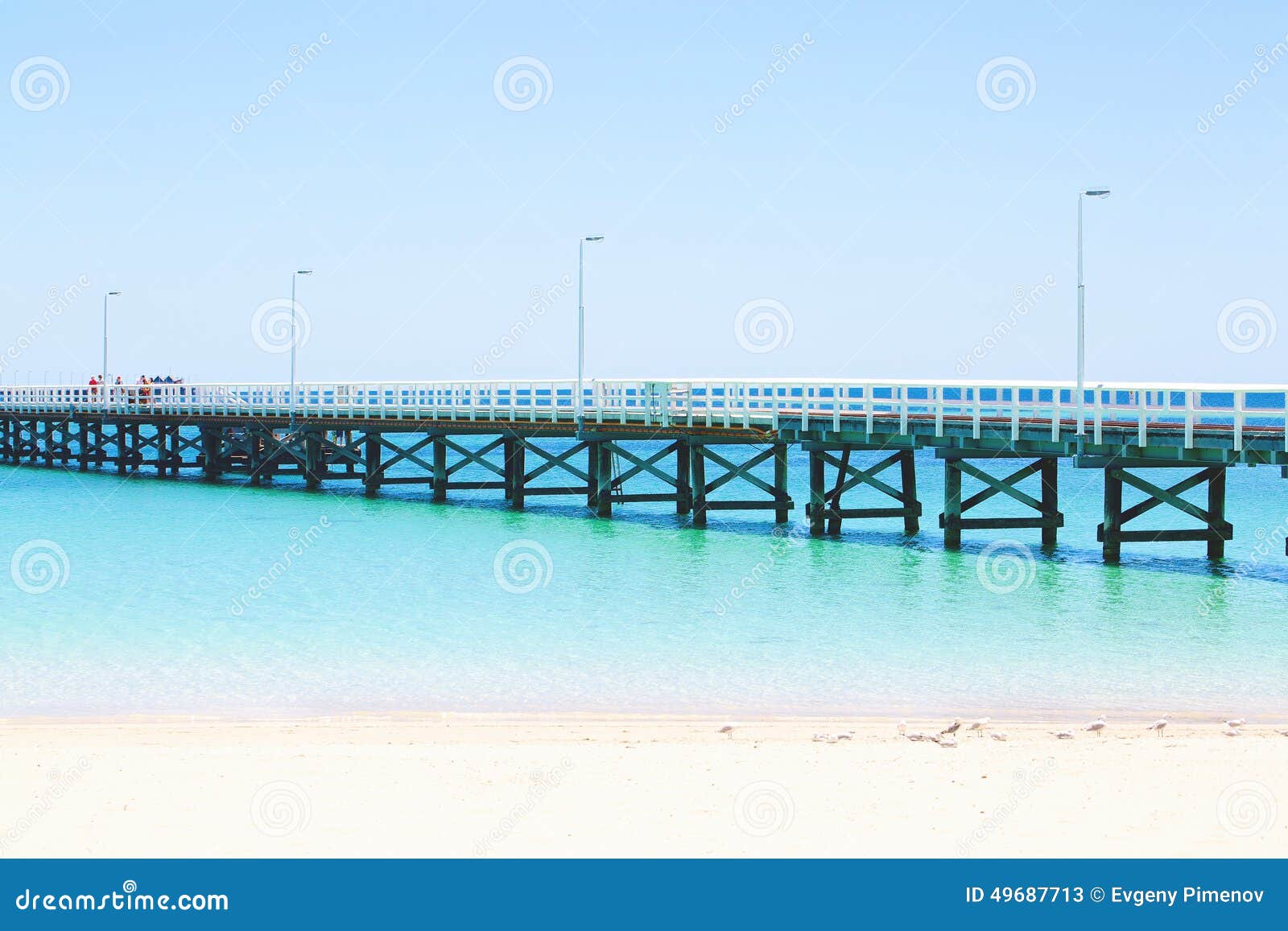 Pier in Blue Water of the Ocean Shore Stock Image - Image of freedom ...