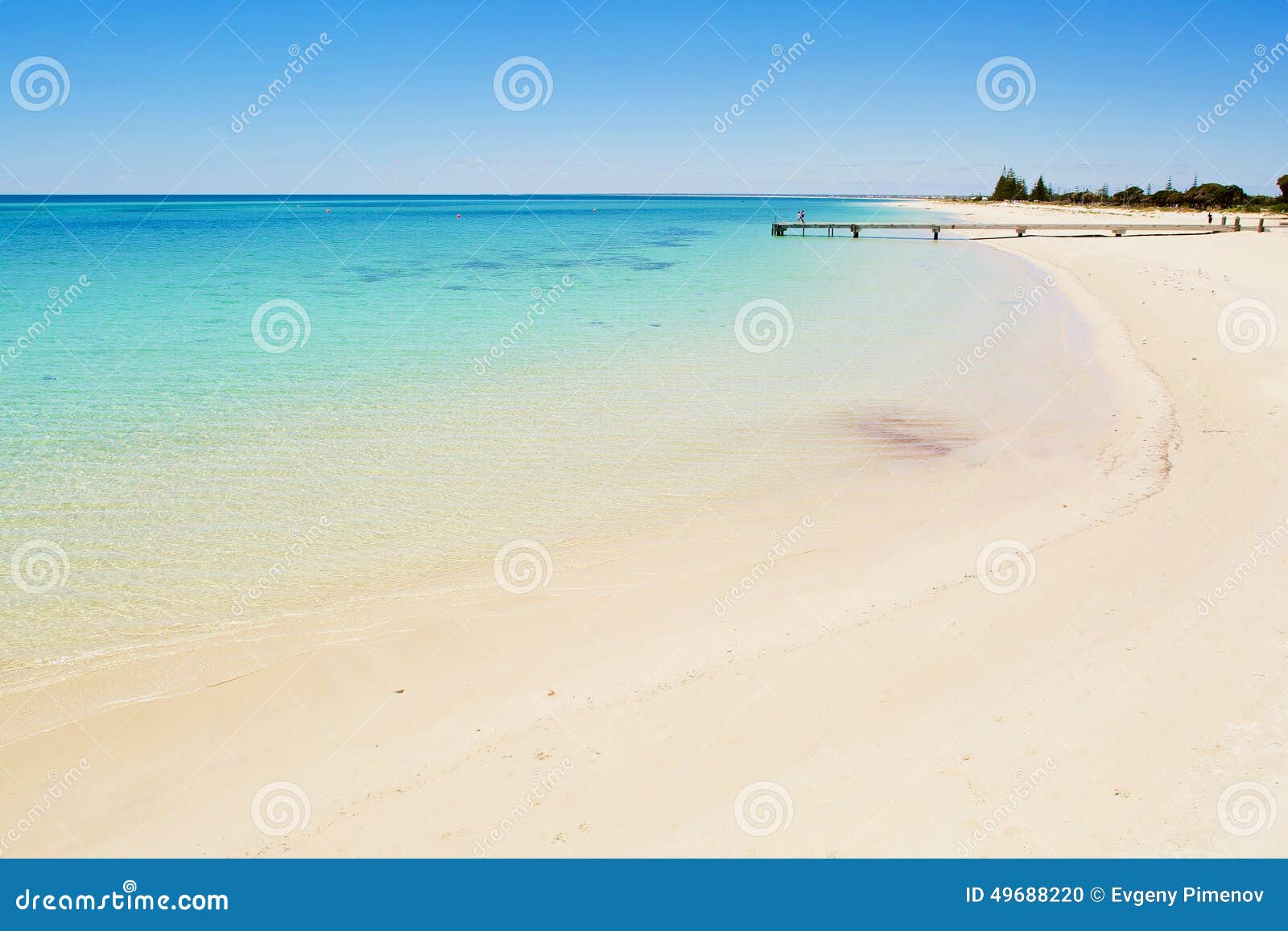 Pier in Blue Water of the Ocean Shore Stock Photo - Image of bright ...