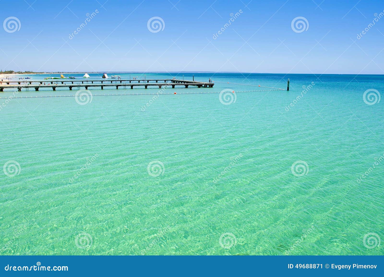 Pier in Blue Water of the Ocean Shore Stock Image - Image of canoe ...