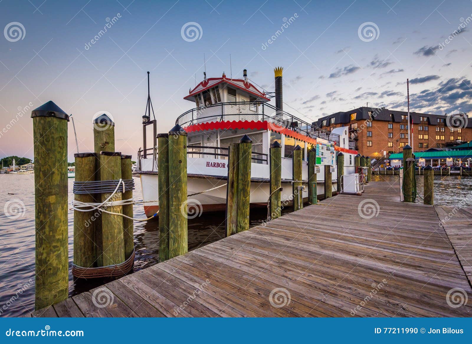 Pier and Boat on the Waterfront, in Annapolis, Maryland. Editorial ...