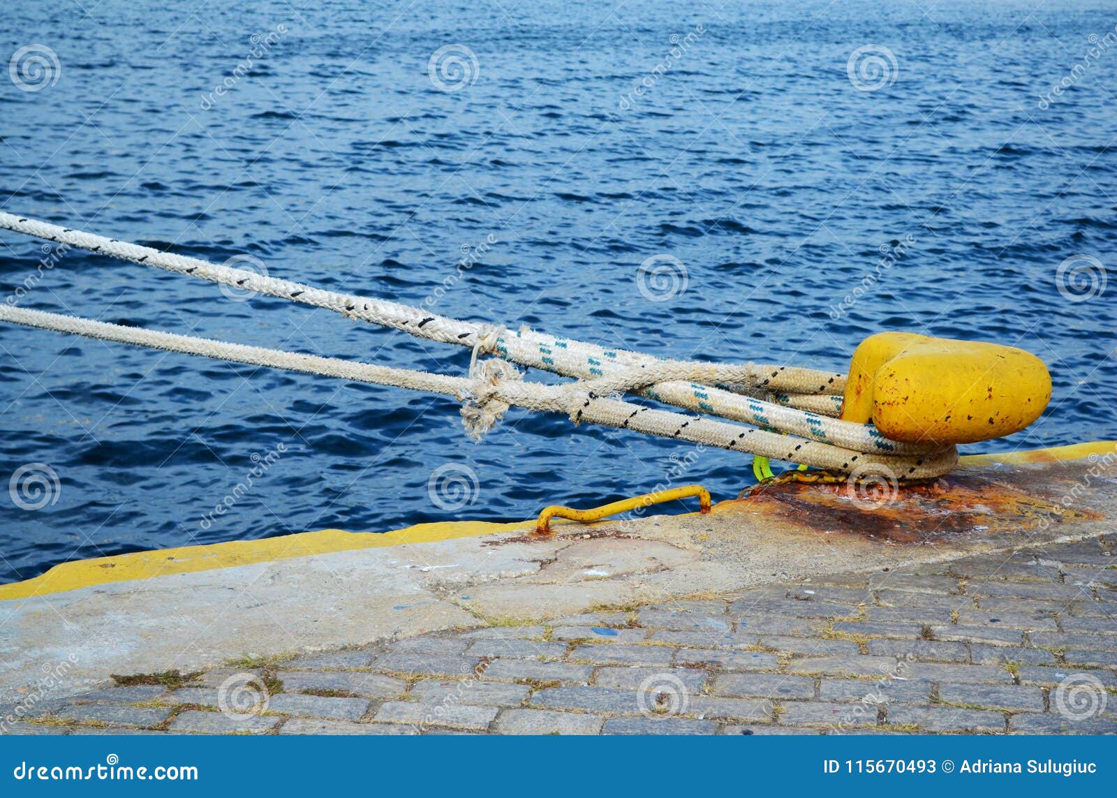 Pier dock fitting stock image. Image of port, yellow - 115670493