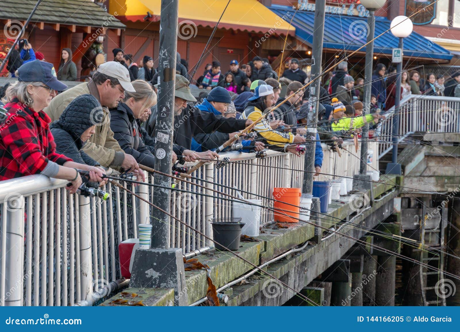 Pier Fishing in Seattle Waterfront Editorial Image - Image of fish ...