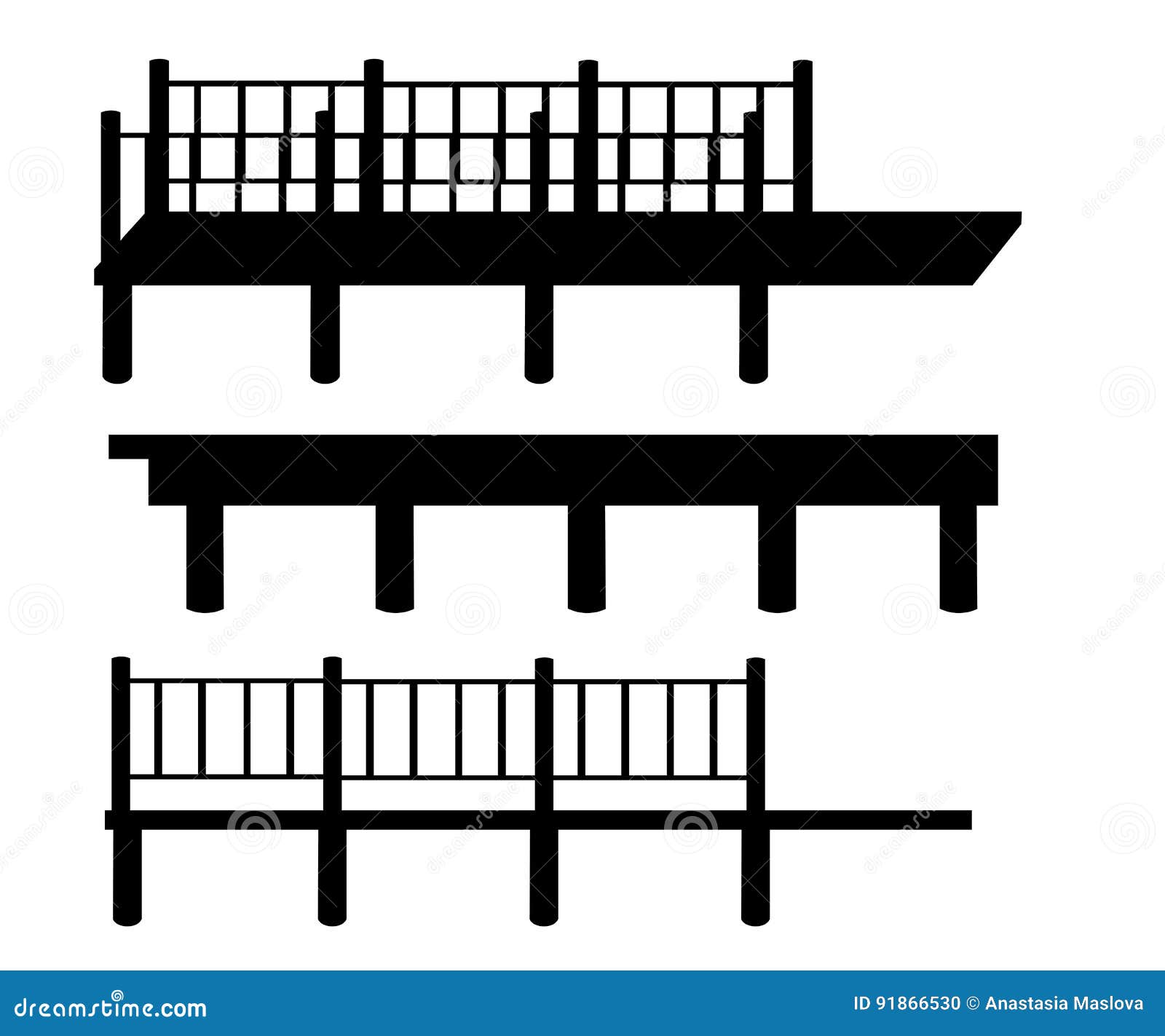 Pier Is An Illustration Of Piers In Silhouette, In Black And White ...