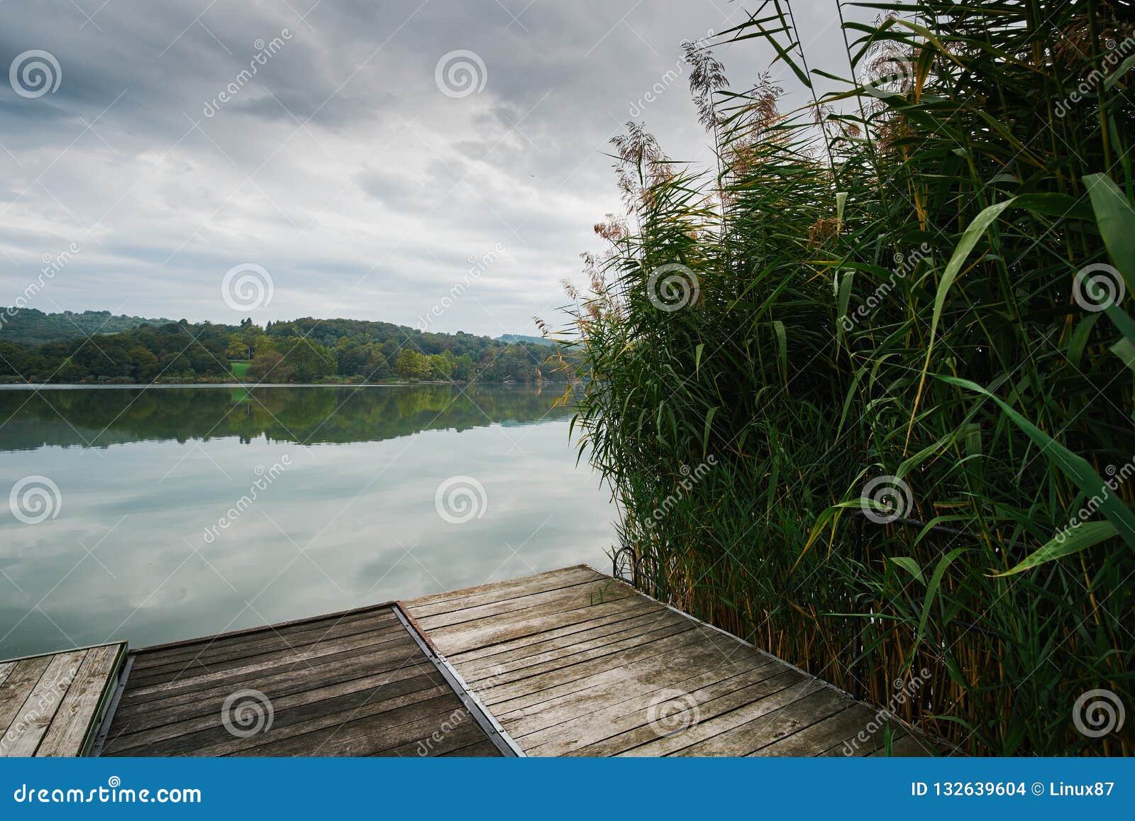 Pier on the Lake Sunset Idyllic Mood Stock Photo - Image of holiday ...