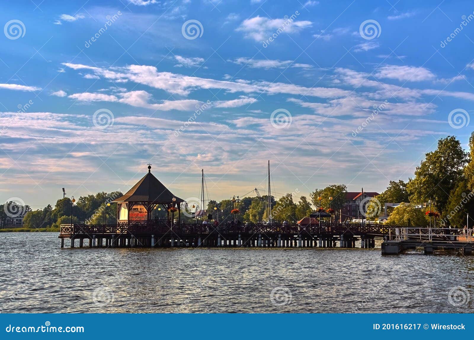 Pier on Lake Drweca in Ostroda, Poland Stock Image - Image of ...