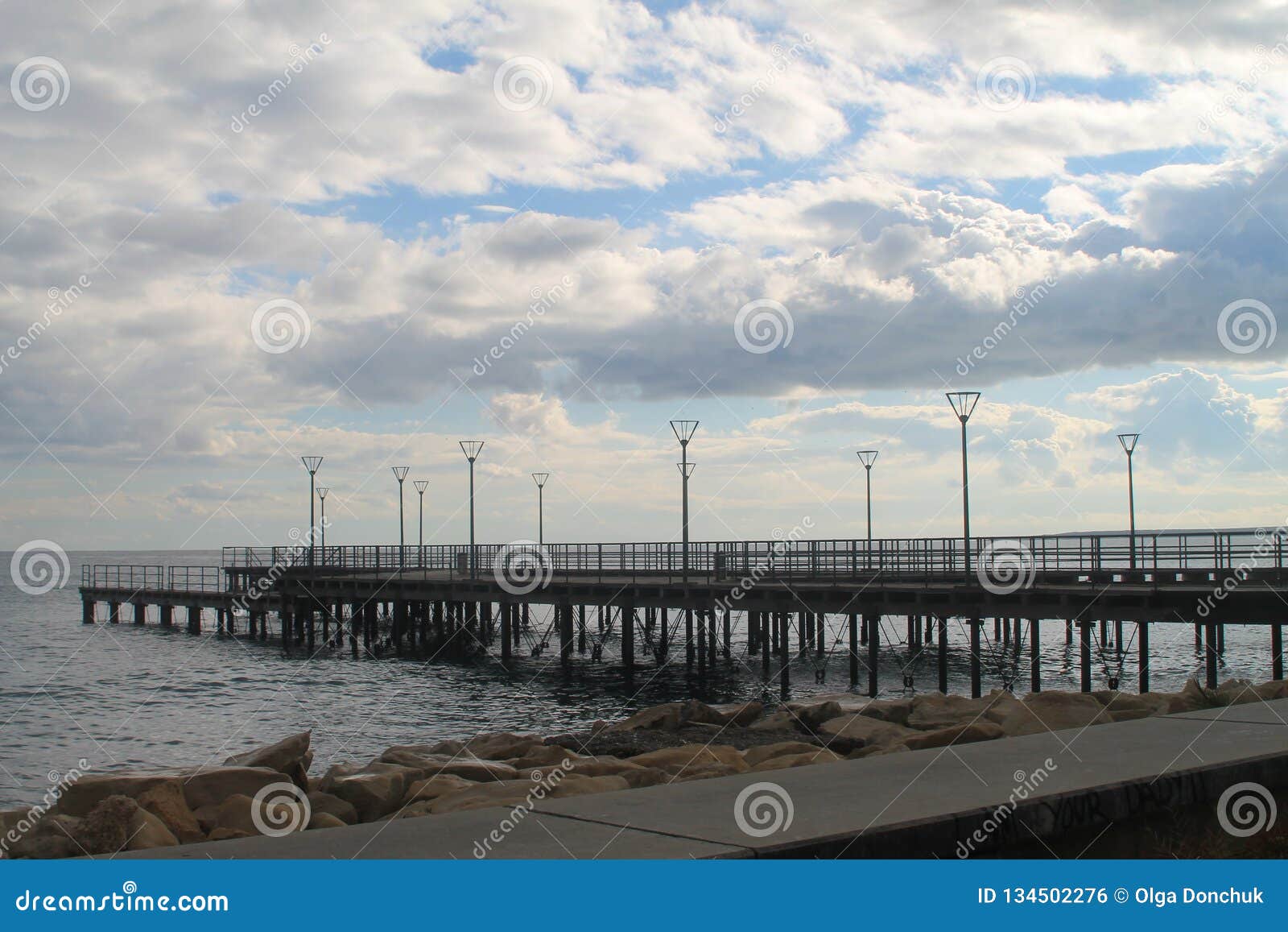Pier on the Limassol Seafront Stock Photo - Image of street, footpath ...
