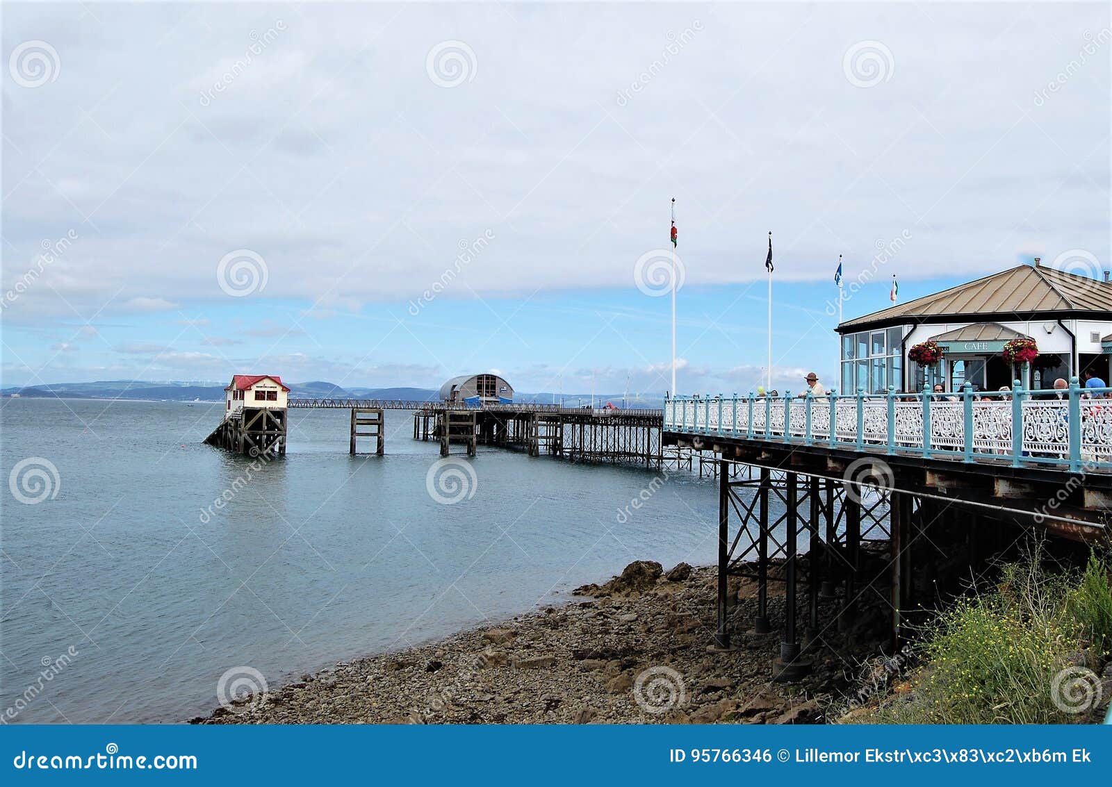 Pier at Mumbles hills. stock photo. Image of pier, wales - 95766346