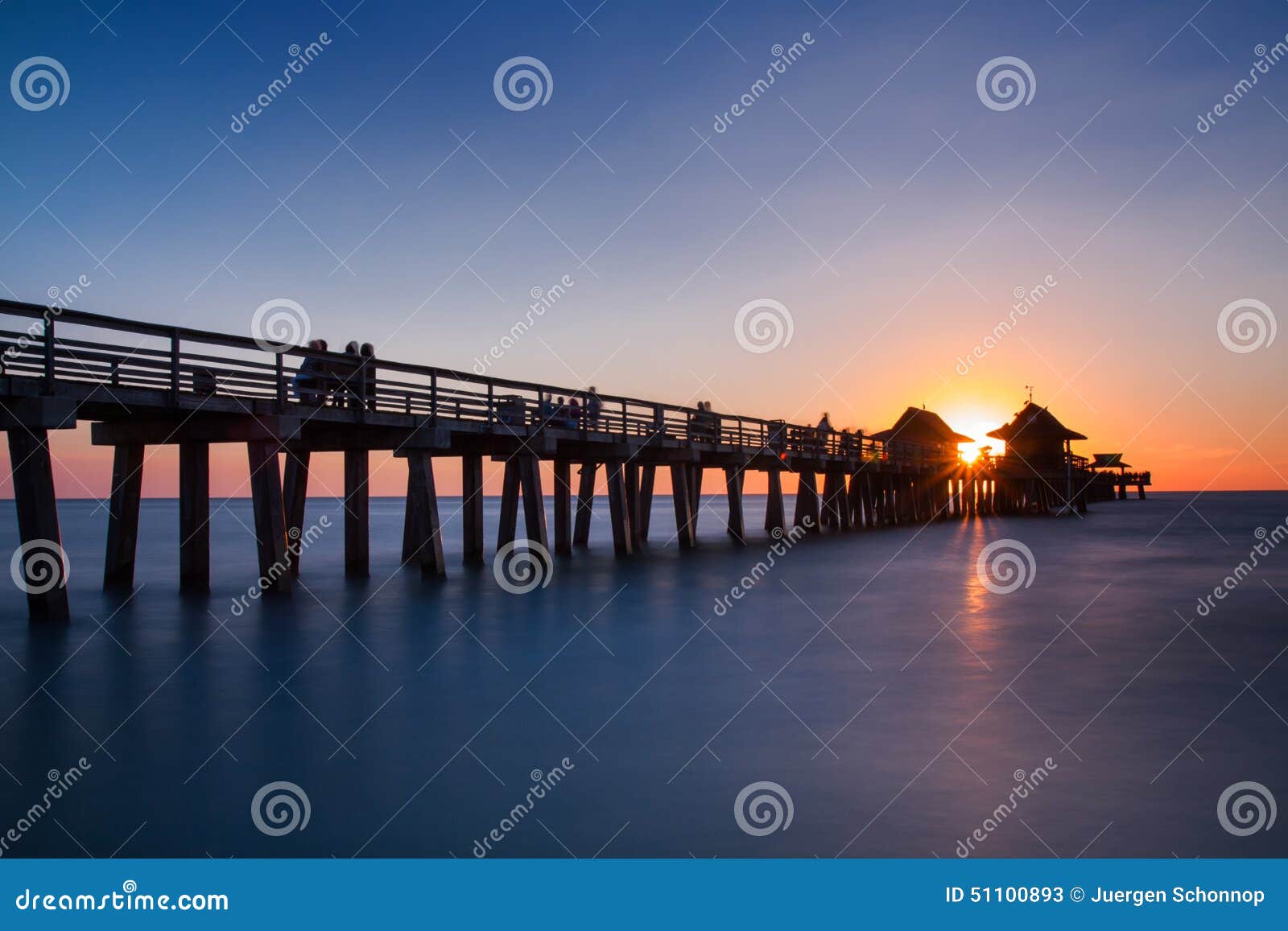 Pier of Naples at sunset stock image. Image of pier, exposure - 51100893