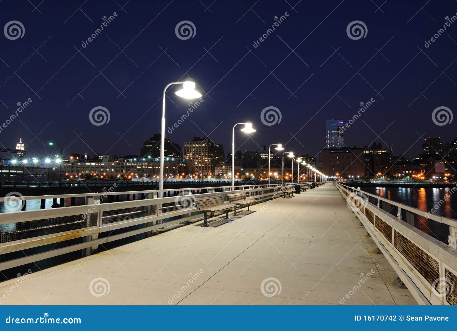 Pier at Night stock photo. Image of night, rail, docks - 16170742