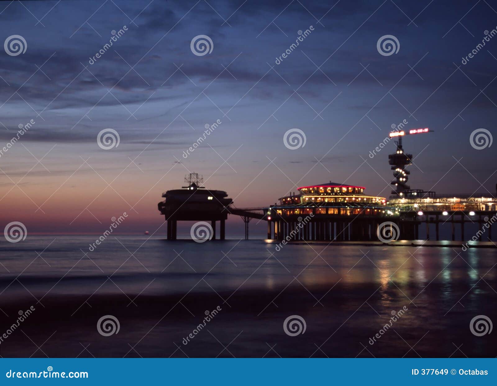 Pier at night stock image. Image of pier, sunset, neon - 377649