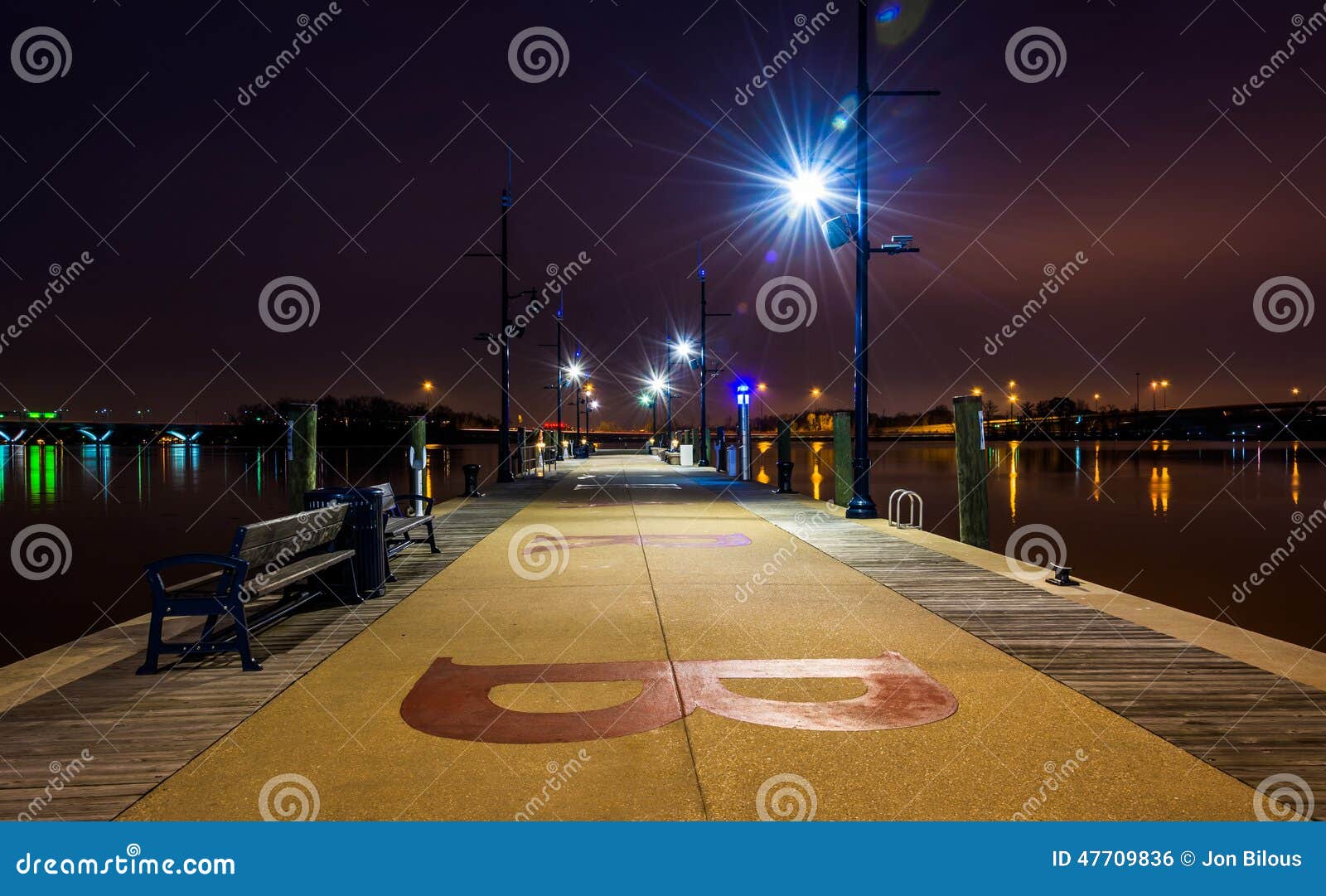 A Pier at Night, in National Harbor, Maryland. Editorial Photo - Image ...