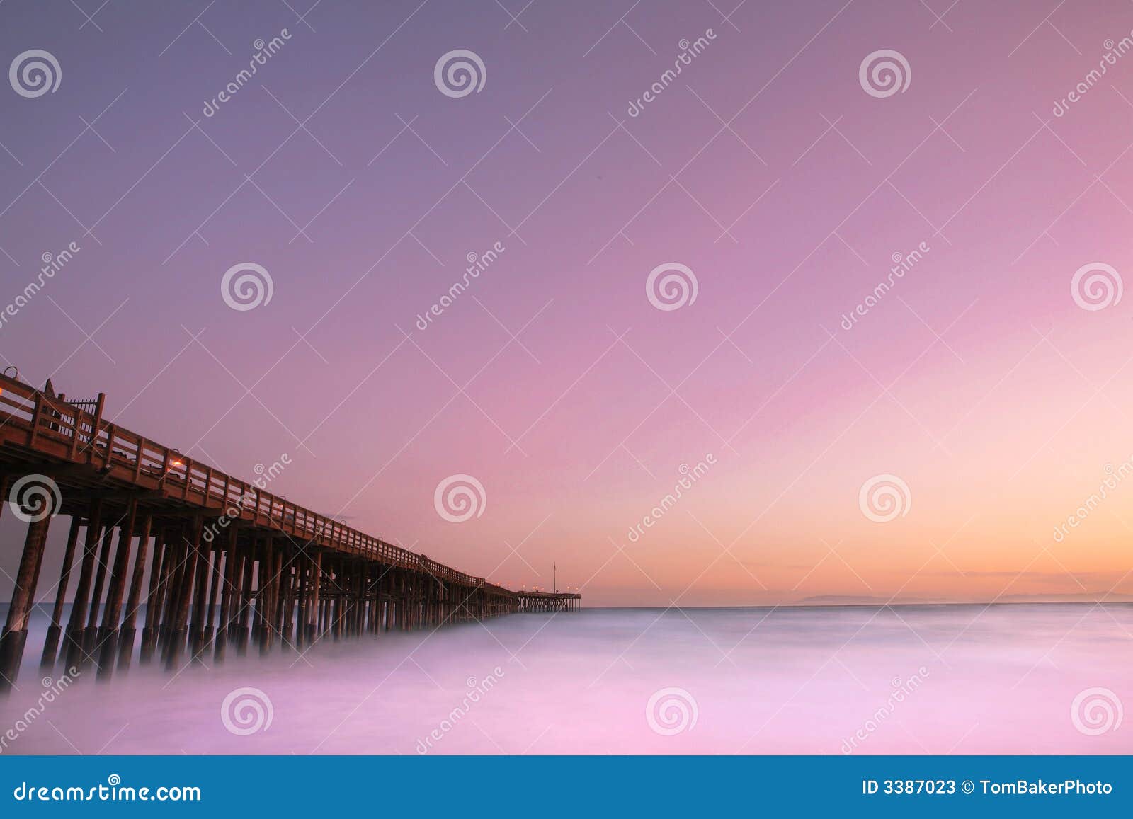 Pier at Pink Sunset stock image. Image of pier, waves - 3387023