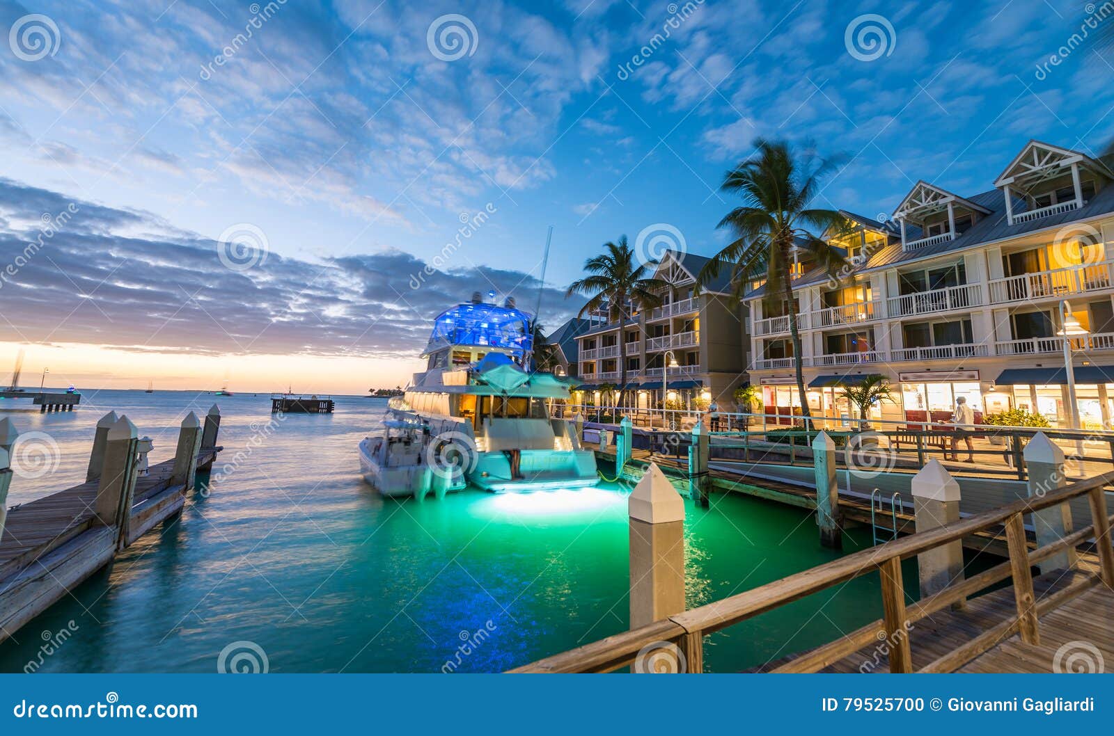 Pier on the Port of Key West, Florida at Sunset Stock Photo - Image of ...