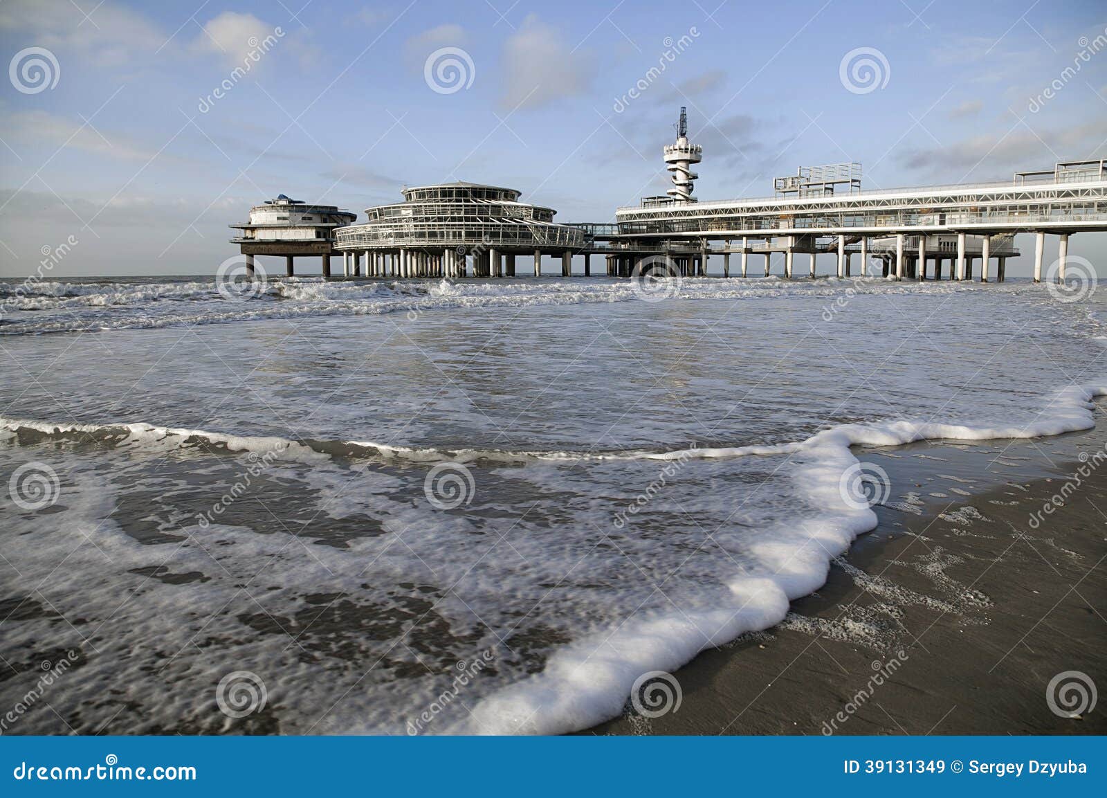 Pier on Scheveningen Beach in Hague Stock Image - Image of water, tower ...