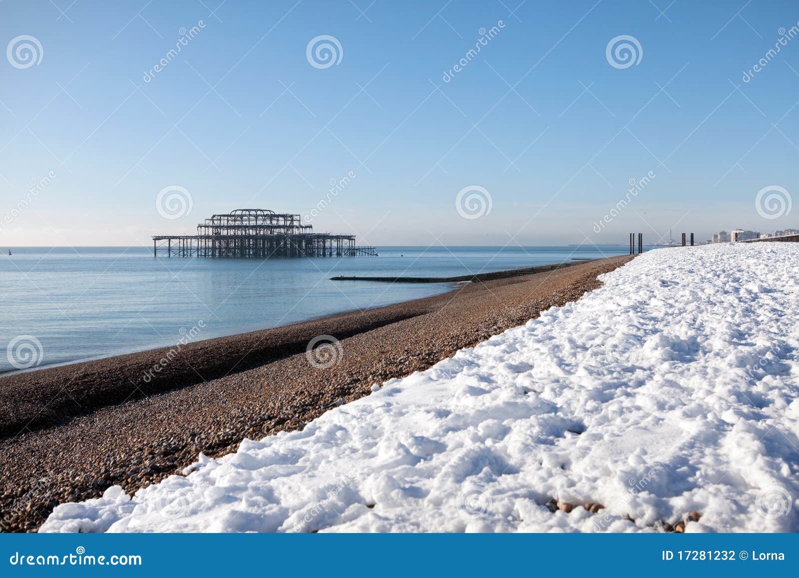 Pier Seaside Snow Architecture Winter Stock Photo - Image of building ...