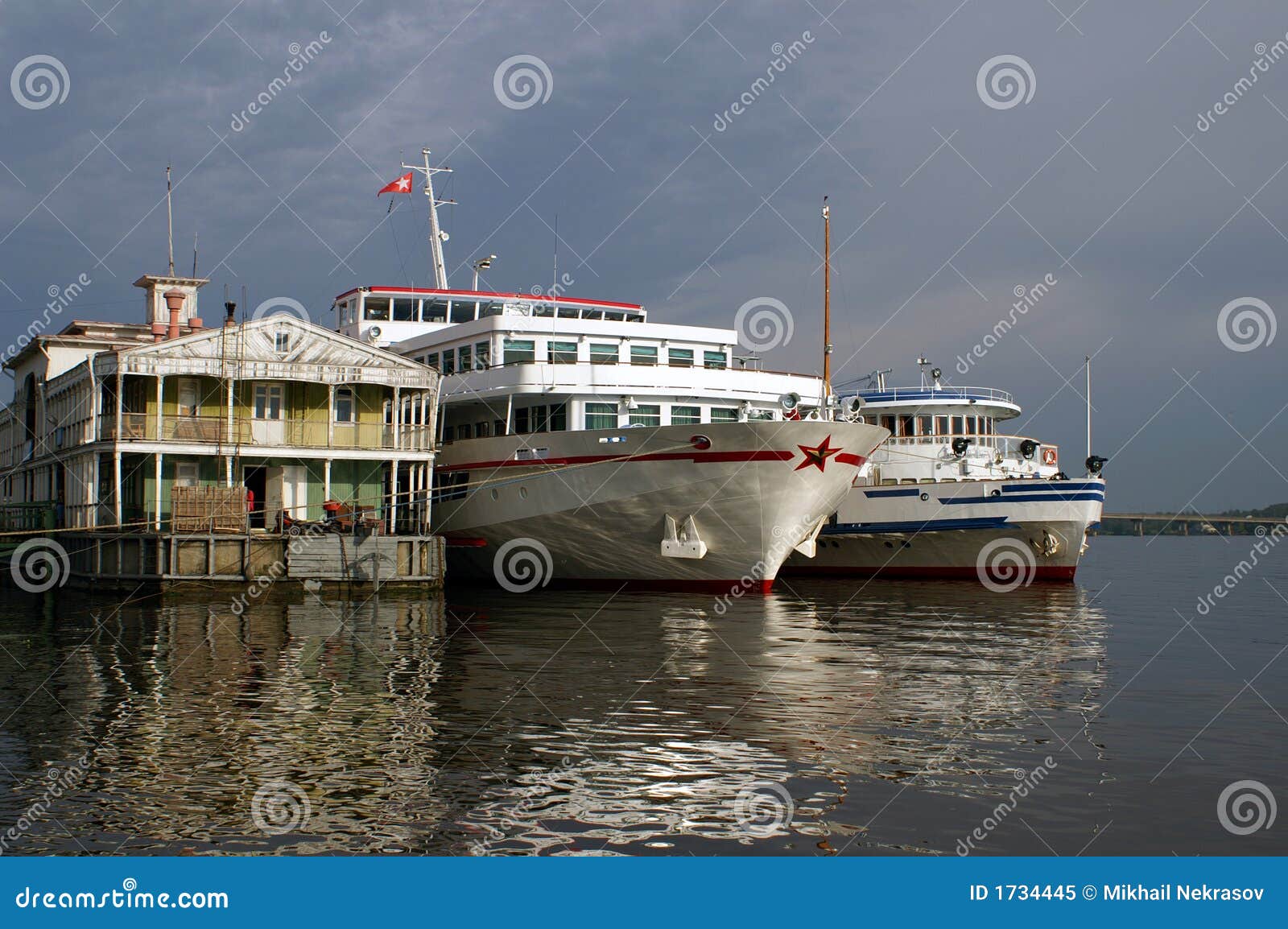 Pier and ships stock image. Image of shore, landing, jetty - 1734445