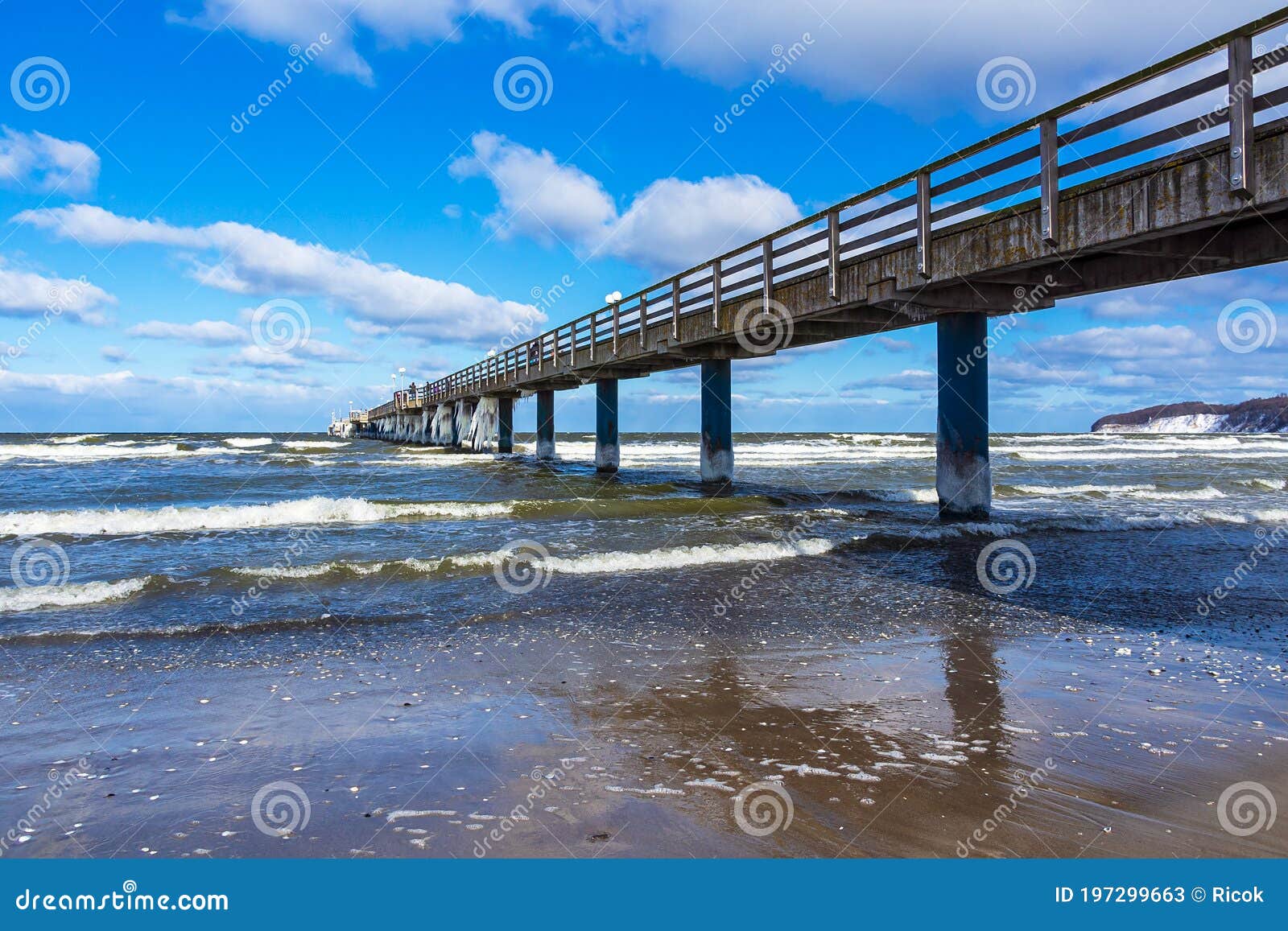 Pier on Shore of the Baltic Sea in Winter Time in Zingst, Germany Stock ...