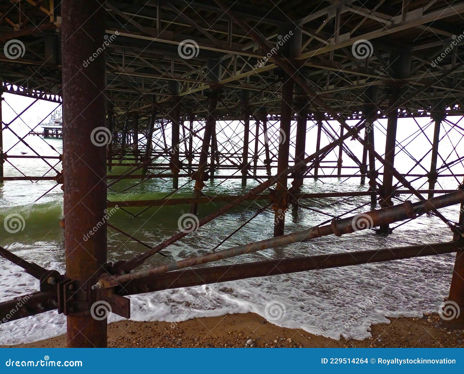 Pier Side at Beach Front Underneath Ocean View Stock Photo - Image of ...