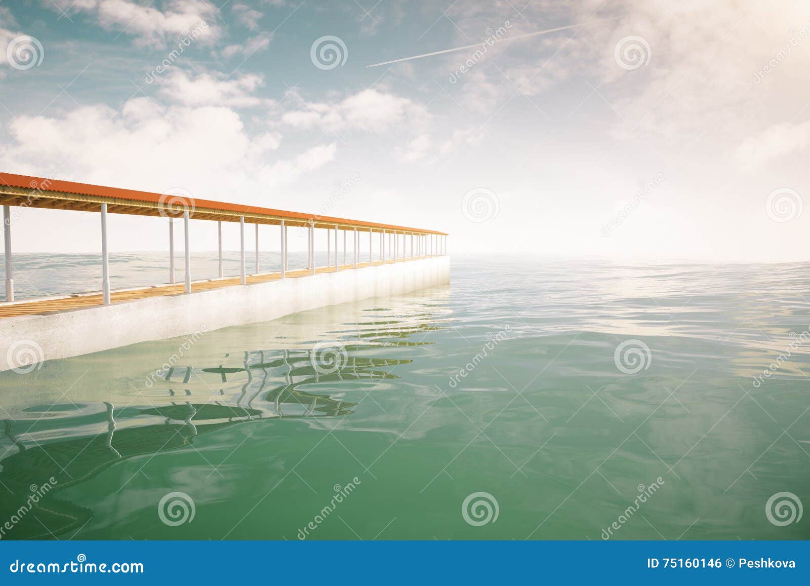 Pier on Sky Background Side Stock Illustration - Illustration of render ...
