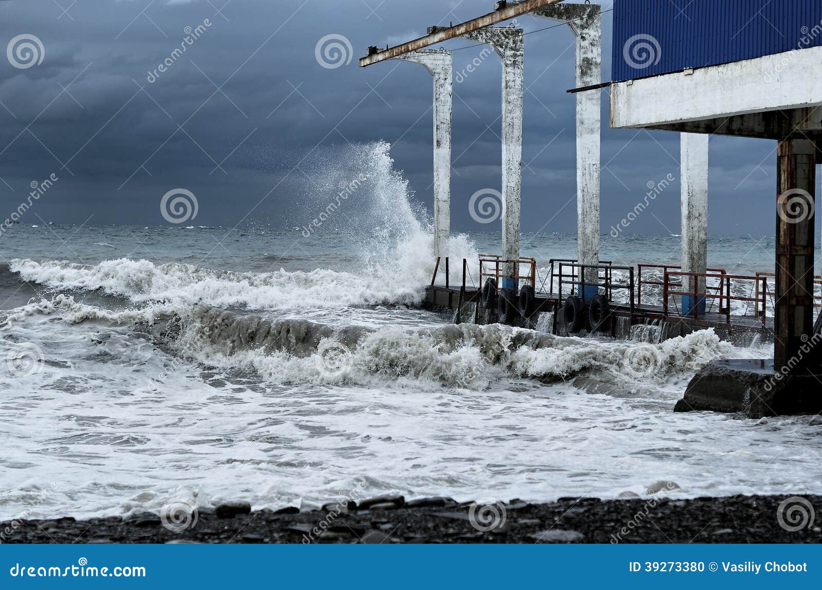 Pier during the storm stock photo. Image of natures, storm - 39273380