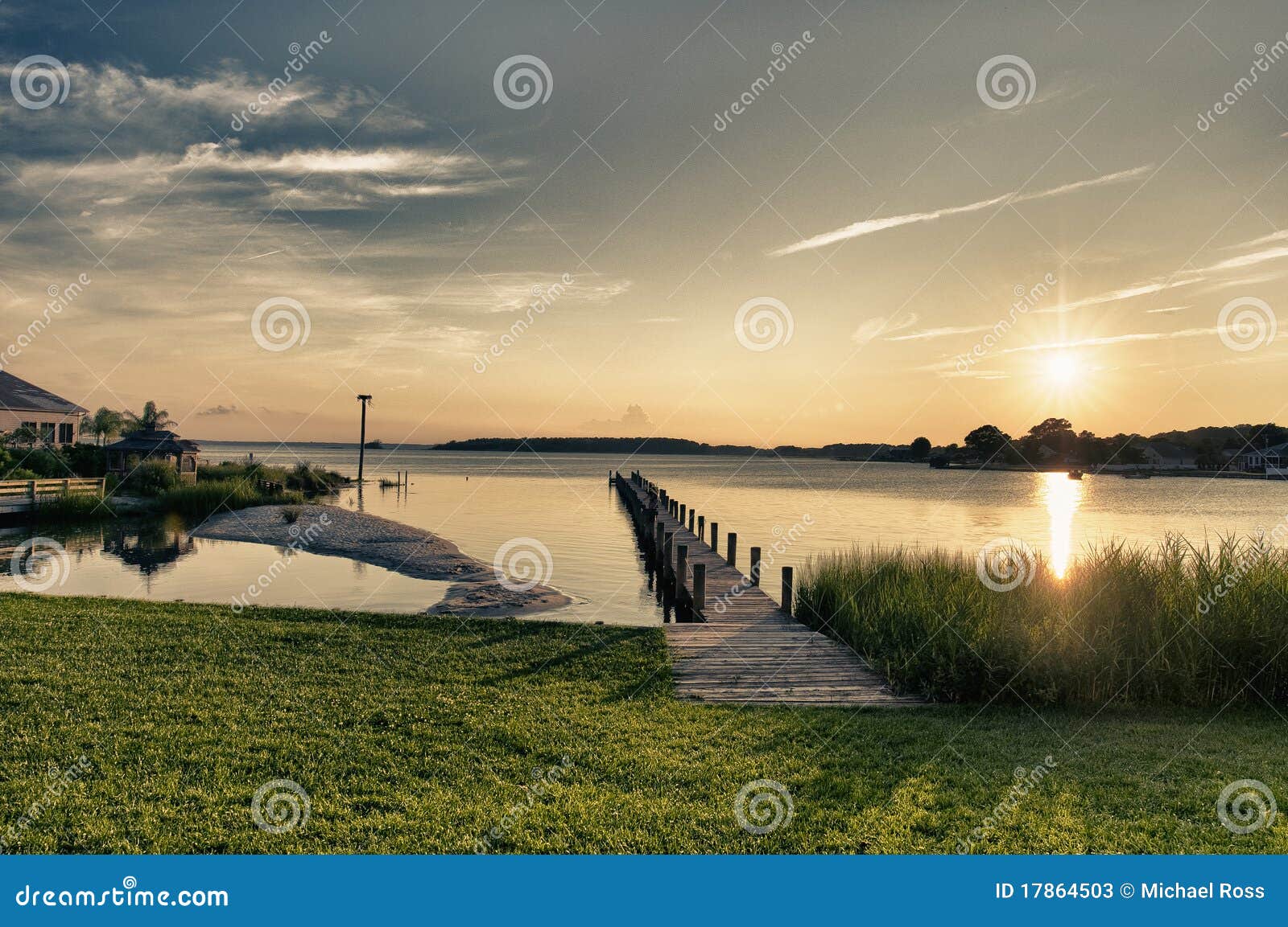 Pier Sunset stock image. Image of reflection, water, seagrass - 17864503